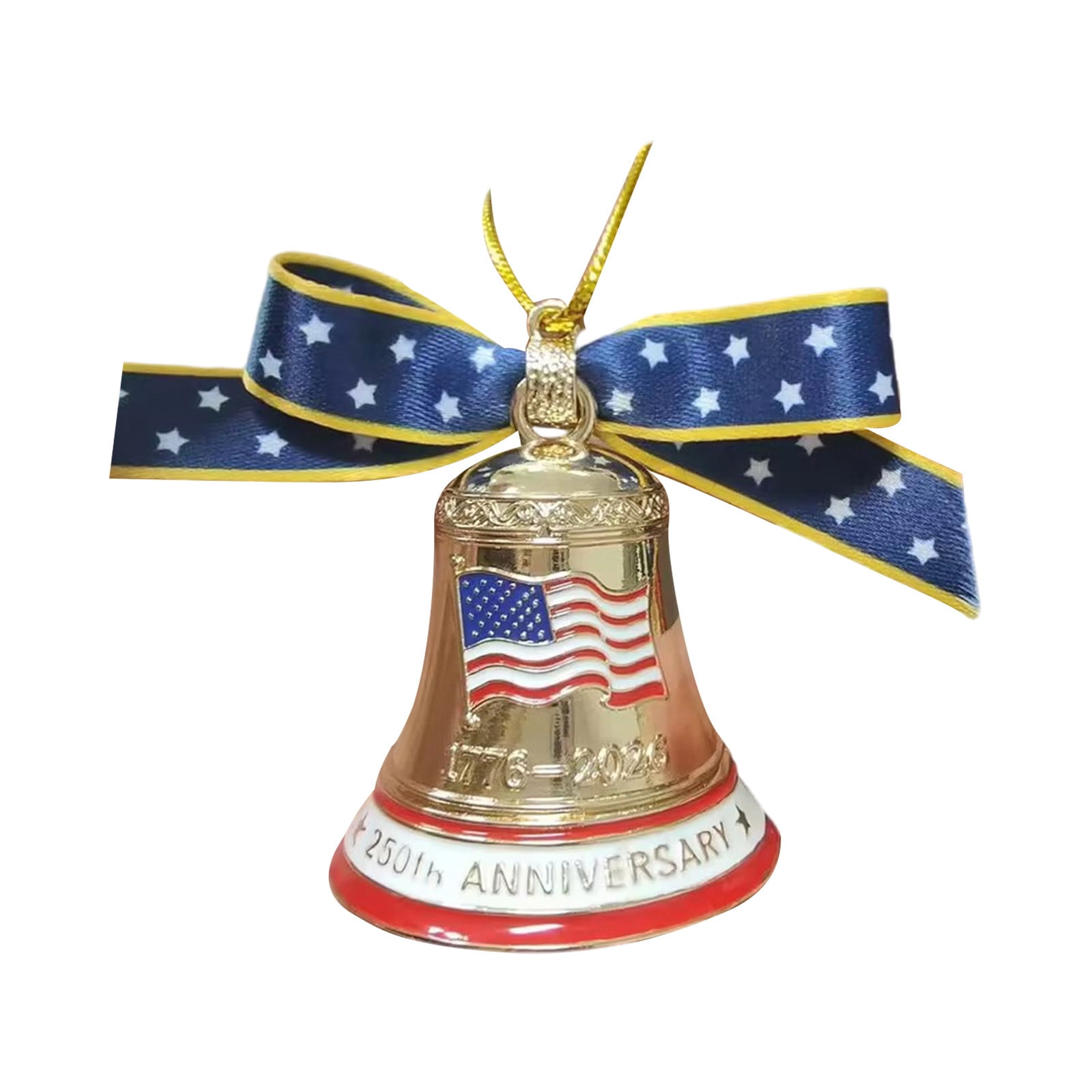 USA 250th Anniversary Bells Ornament – Patriotic 1776–2026 Gold ...