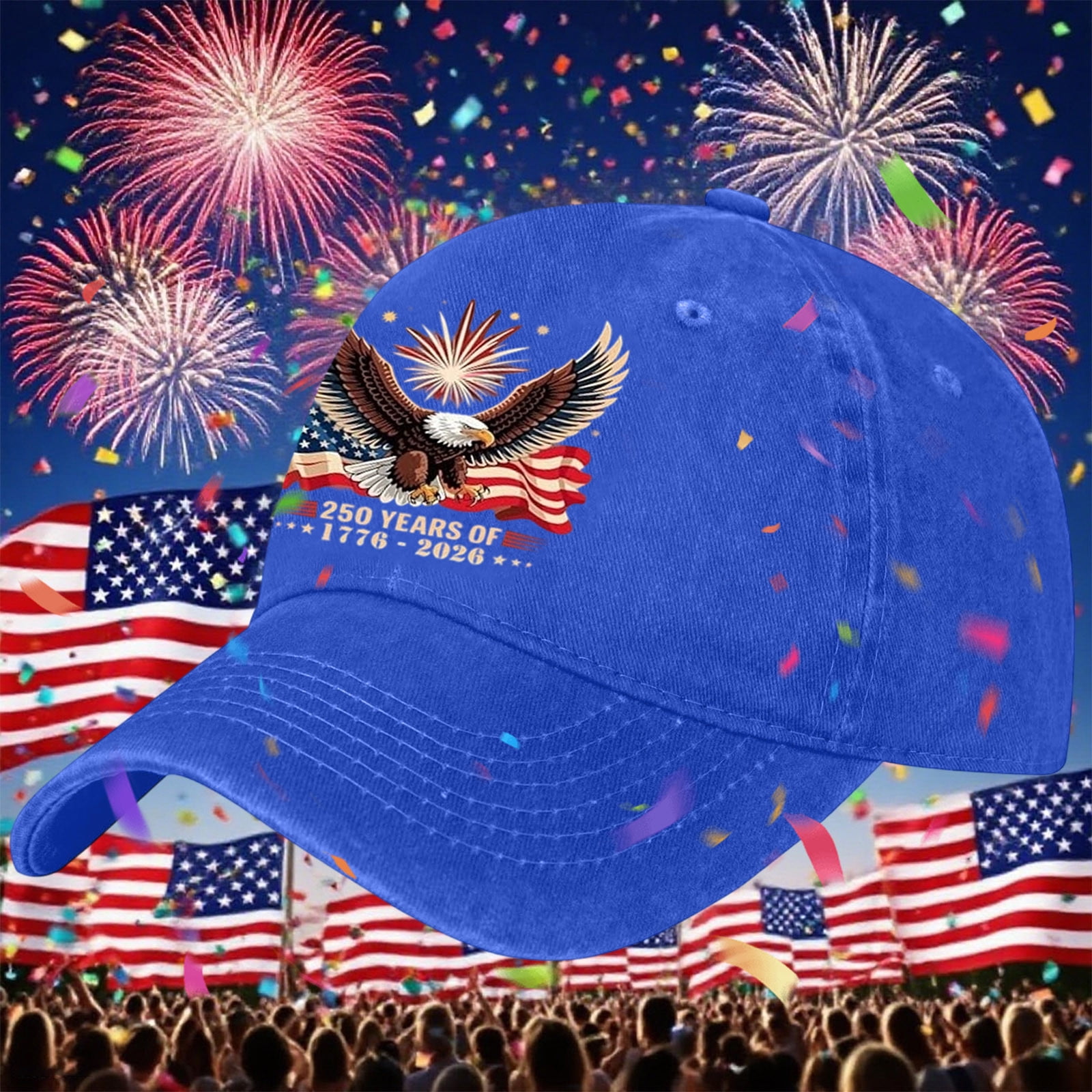 USA 250th Anniversary Cap Colorful Embroidered Baseball Hat Gold Eagle ...