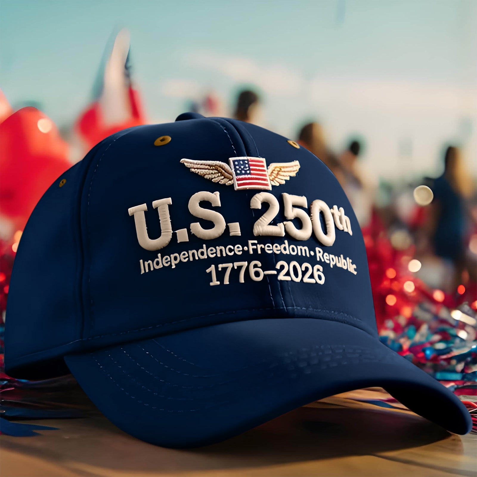 USA 250th Anniversary Cap Dark Baseball Hat Gold Winged Eagle ...