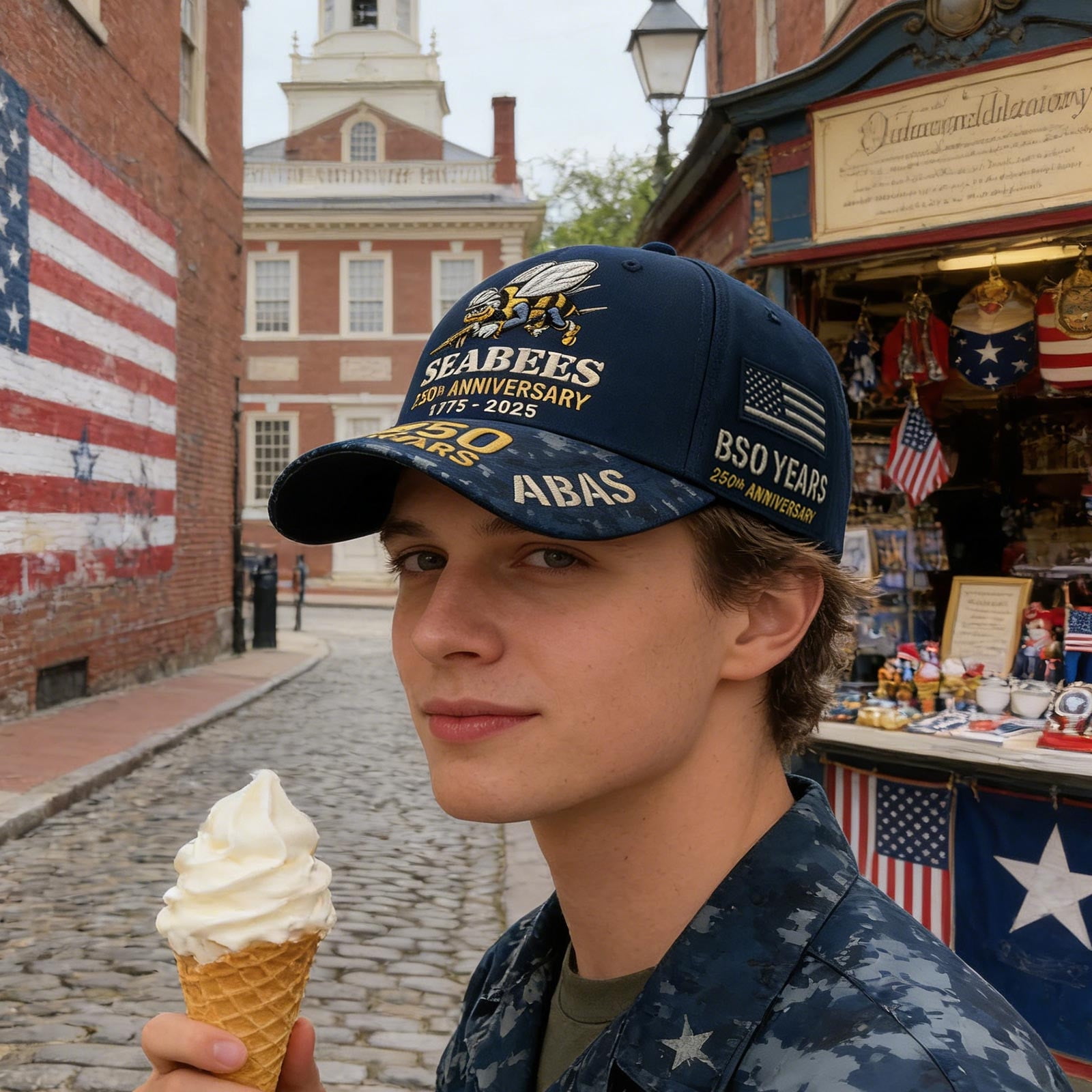 USA 250th Anniversary Cap Digital Camo Bill Cap "Seabees 250th ...