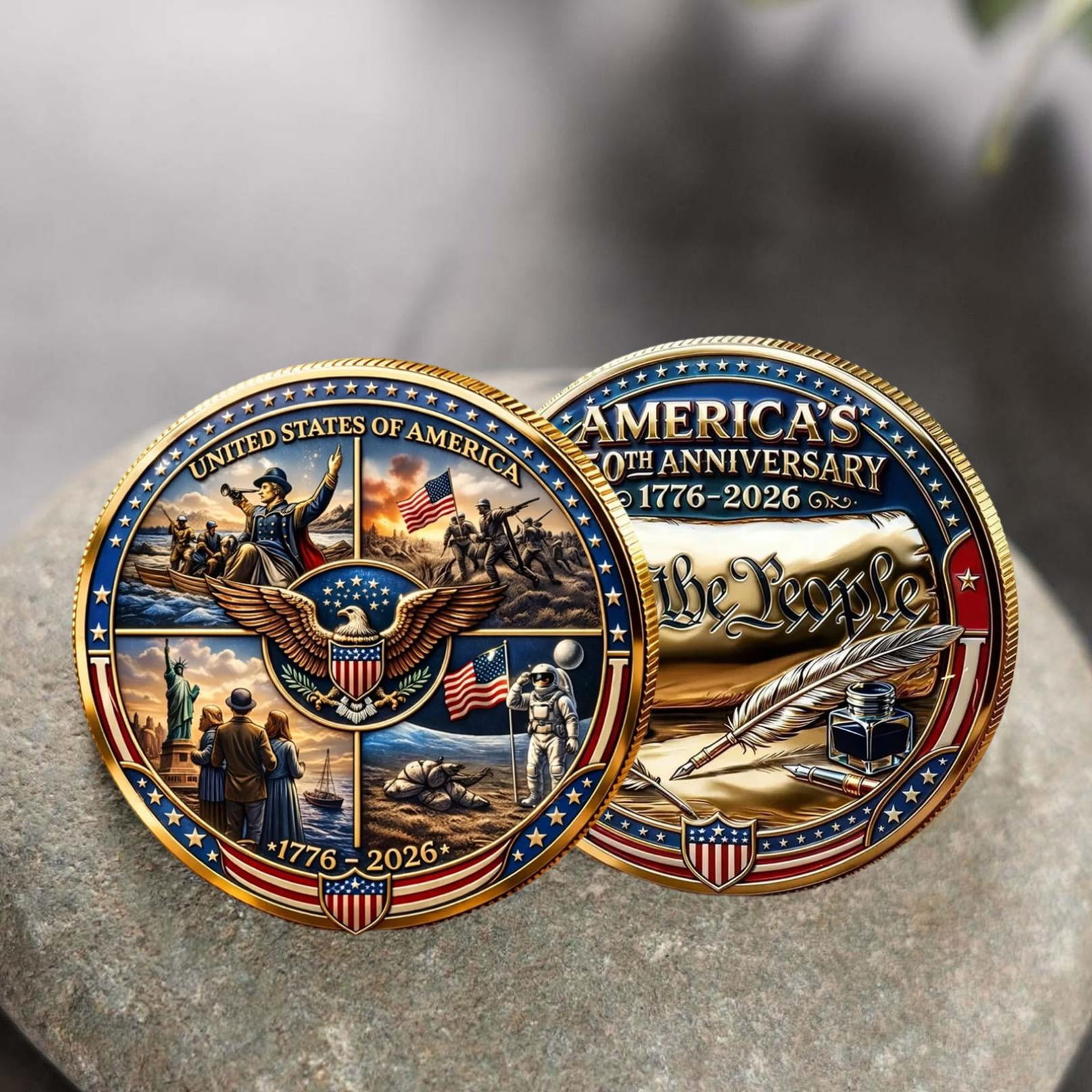 USA 250th Anniversary Coin, America Commemorative Coin Challenge, Coins ...