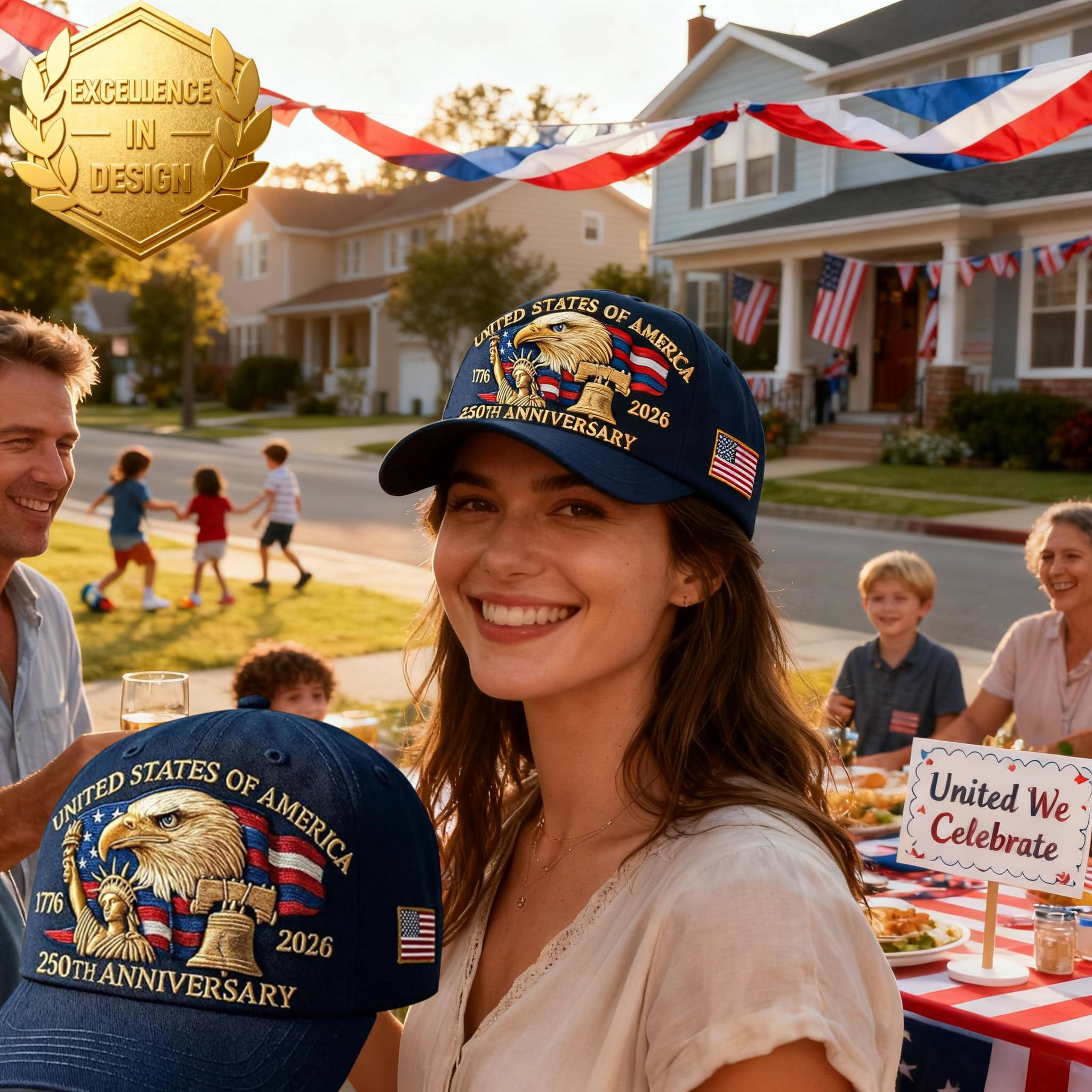 USA 250th Anniversary Commemorative Hat, Patriotic Embroidered Baseball ...
