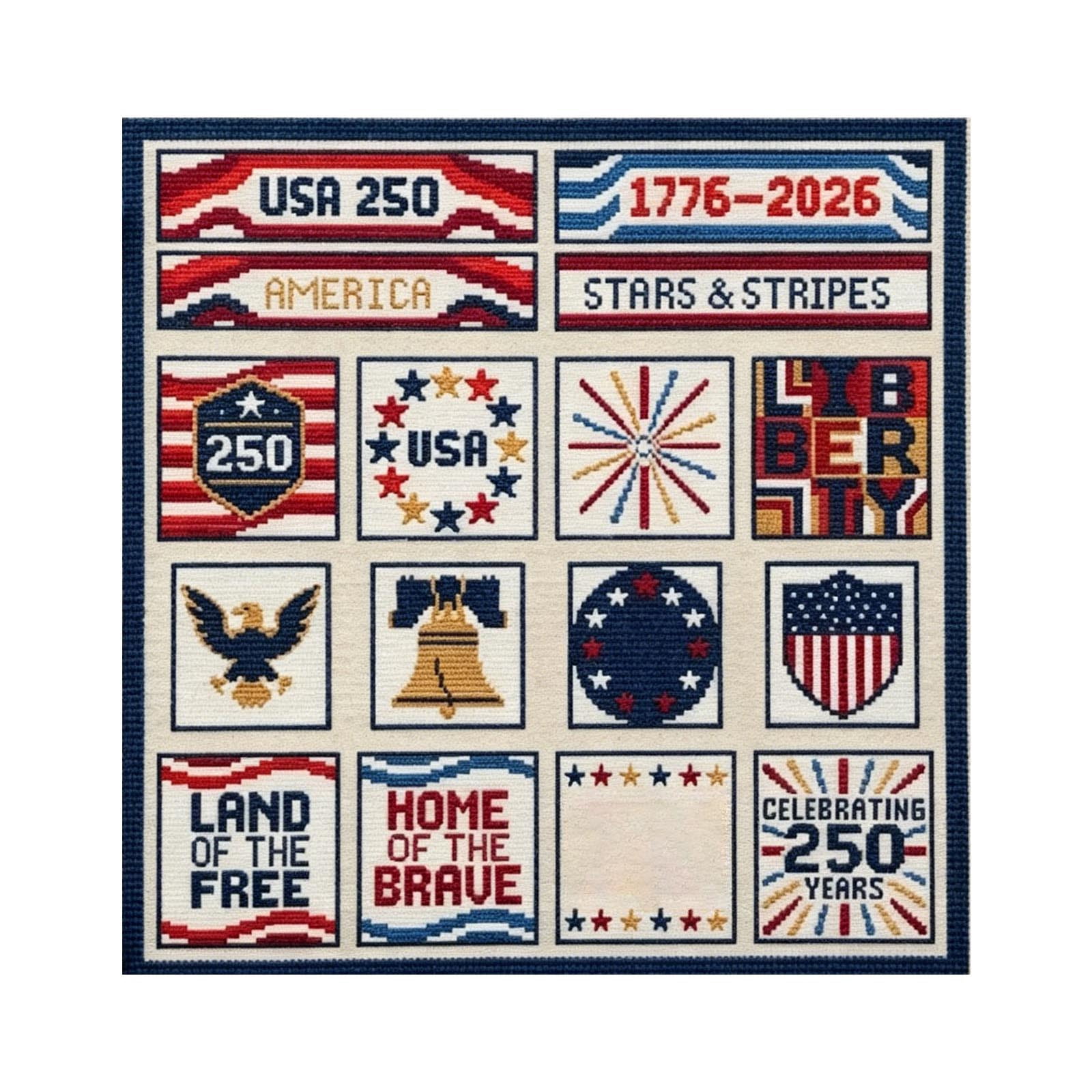 USA 250th Anniversary Cross Stitch Kit 1776-2026 Patriotic Embroidery ...