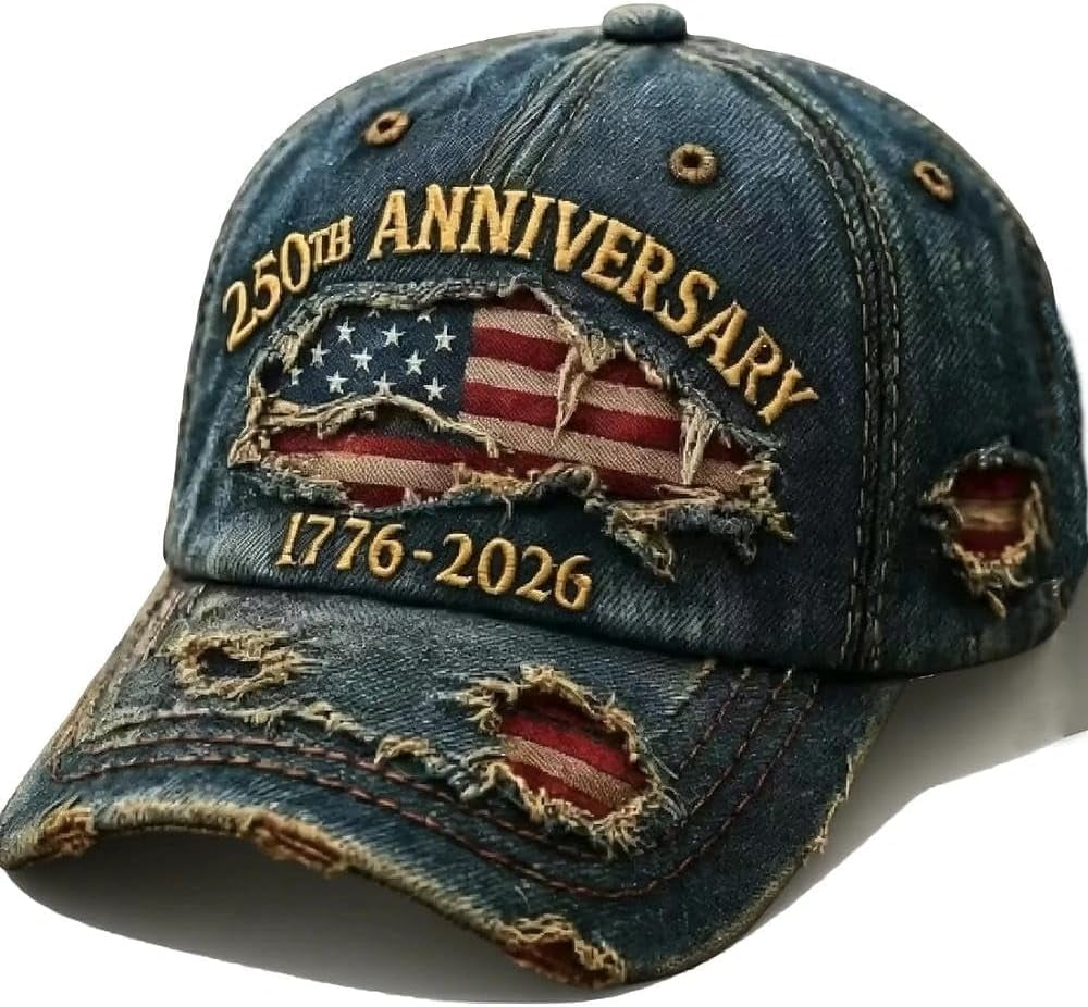 USA 250th Anniversary Distressed Casual Cap,Patriotic Theme 1776-2026 ...