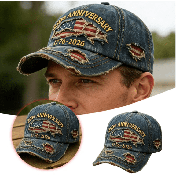 USA 250th Anniversary Distressed Casual Cap Patriotic Theme 1776-2026 ...