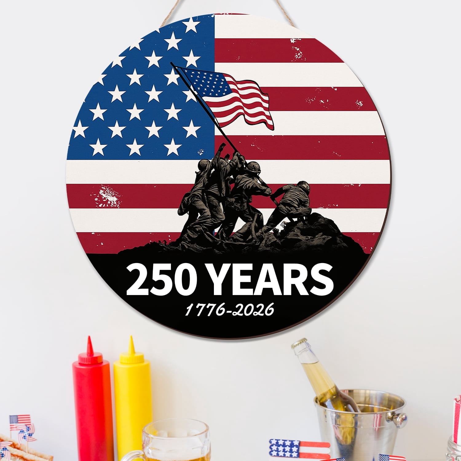 YIBAGA USA Anniversary 250th Door Hanging Sign Wreath, 250 Years 1776 ...