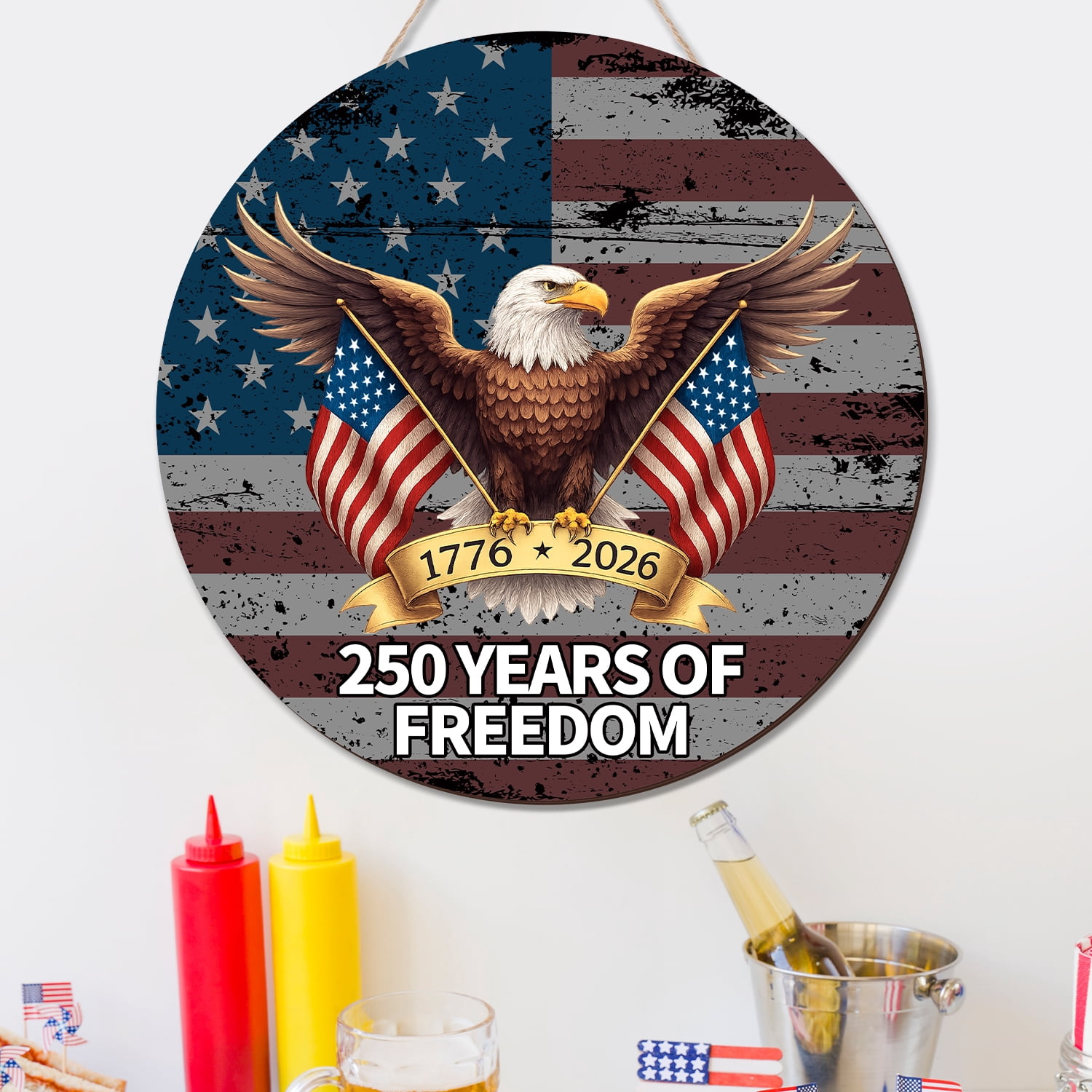 USA 250th Anniversary Door Hanging Sign Wreath, Patriotic Eagle 250 ...