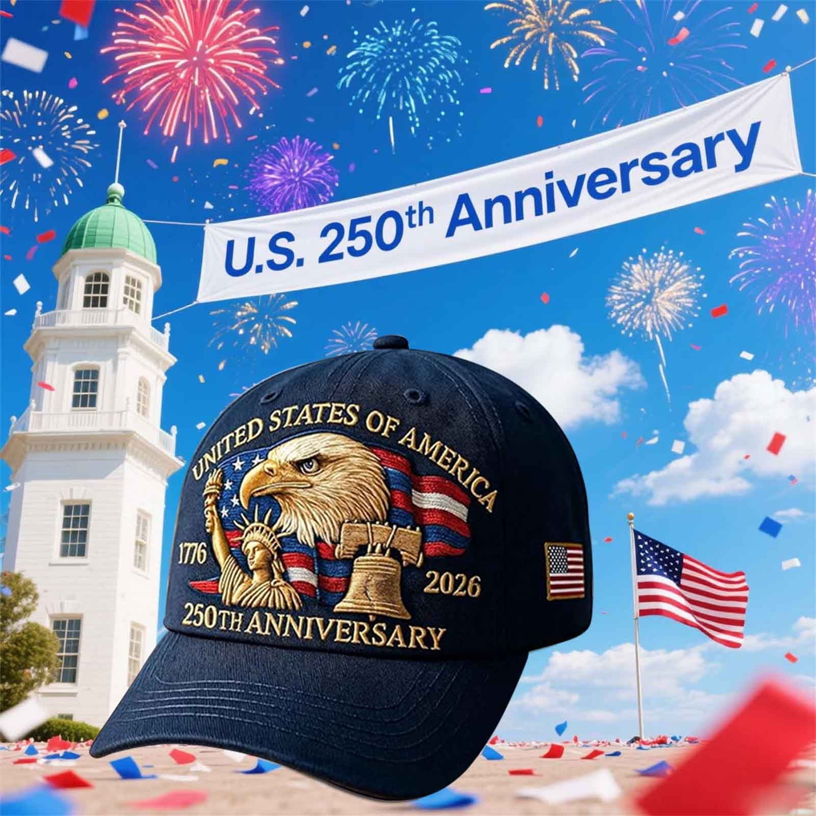 USA 250th Anniversary Hat Baseball Cap Embroidered Eagle "USA 250" Text ...