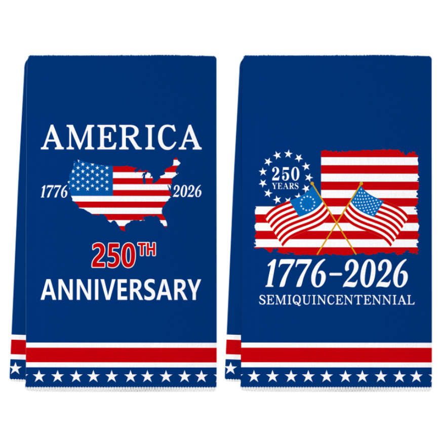 USA 250th Anniversary Kitchen Towels Set of 2, 250 Years 1776 2026 ...