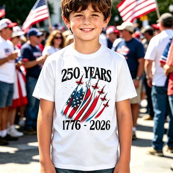 USA 250th Anniversary Merchandise Boys Short Sleeve Crewneck 250th ...