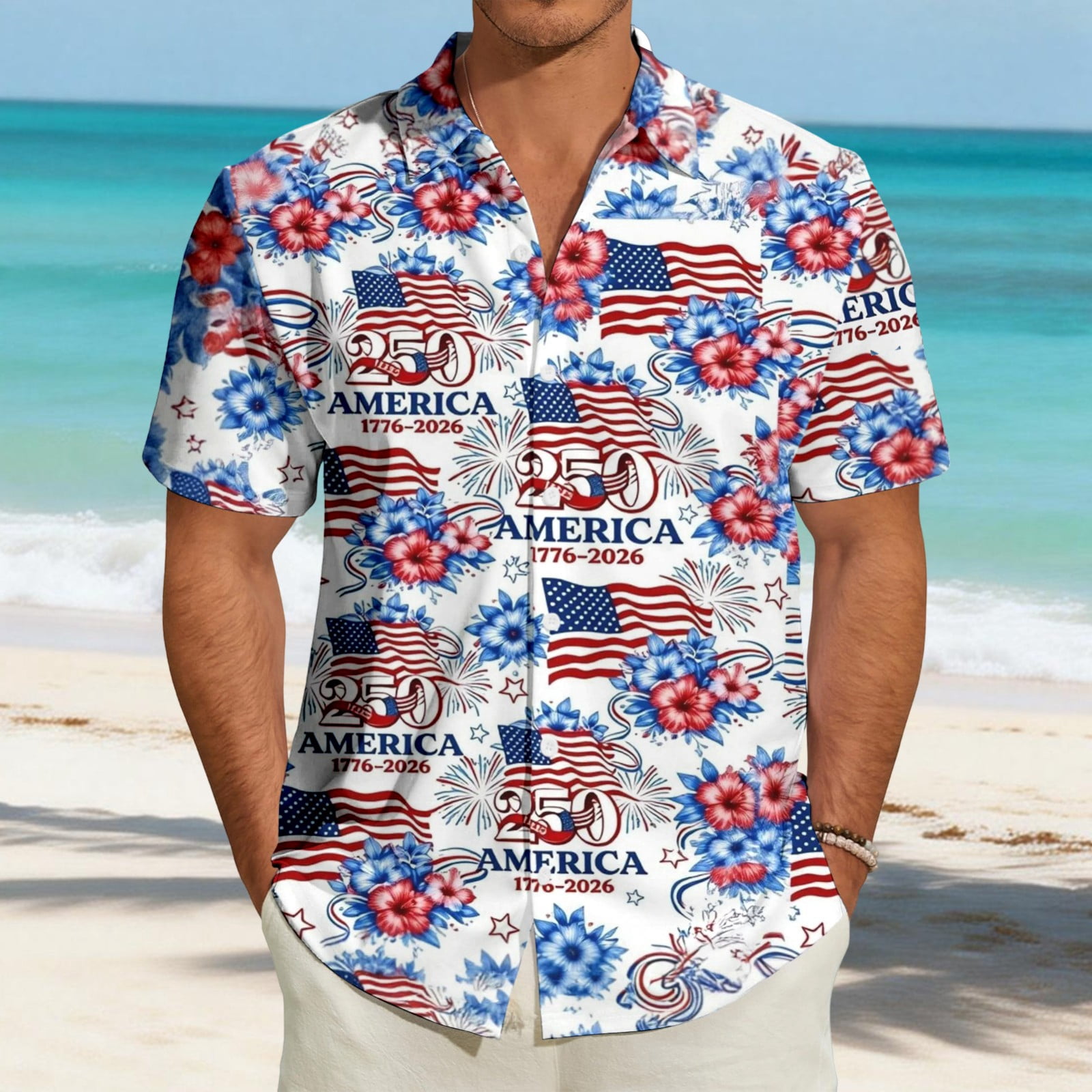 USA 250th Anniversary Merchandise Men Short Sleeve Collared American ...