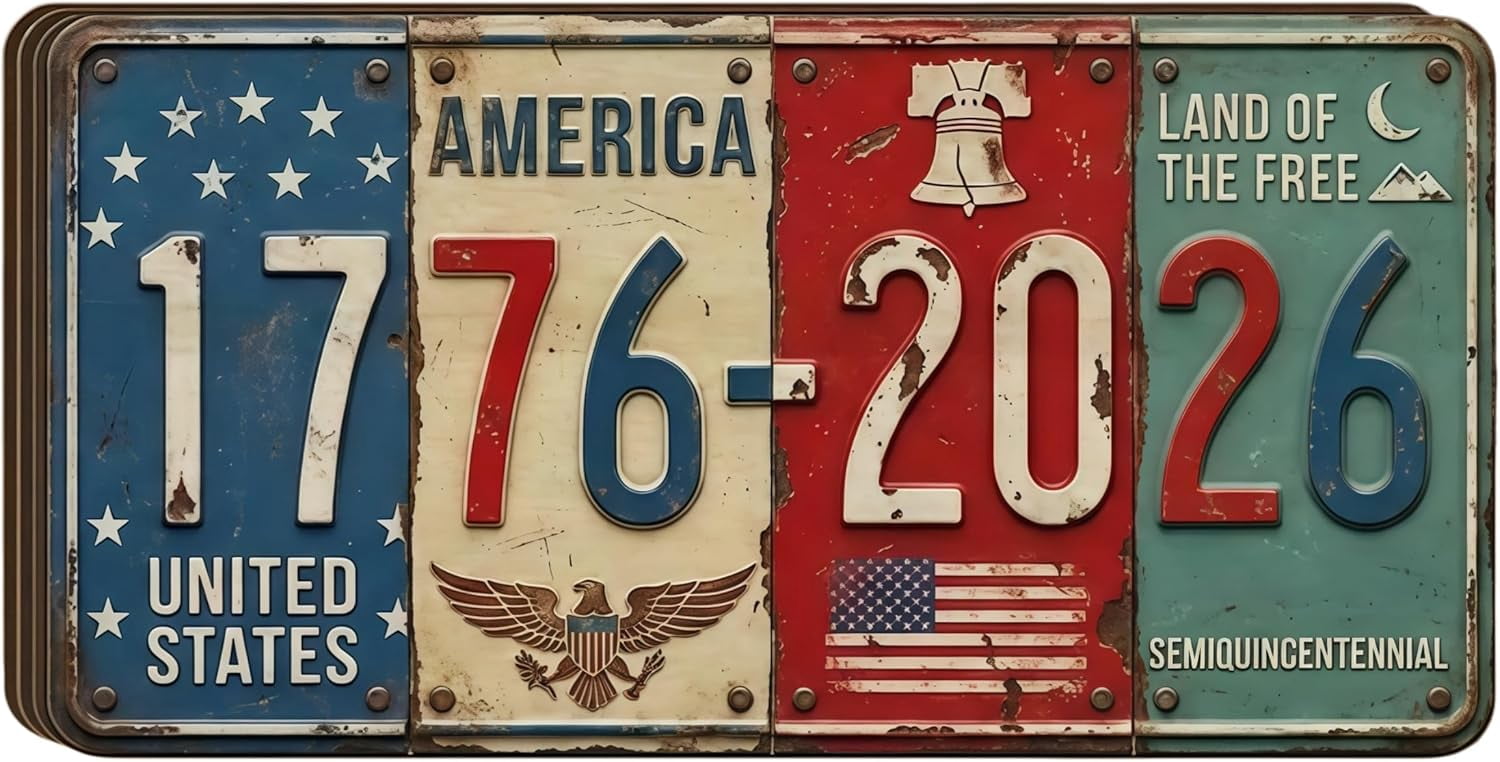 USA 250th Anniversary Metal Sign – 1776-2026 Patriotic License Plate ...