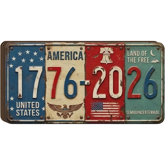 USA 250th Anniversary Metal Sign – 1776-2026 Patriotic License Plate ...