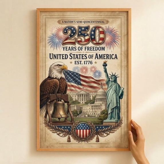 USA 250th Anniversary Poster America 250 Patriotic Print Independence ...