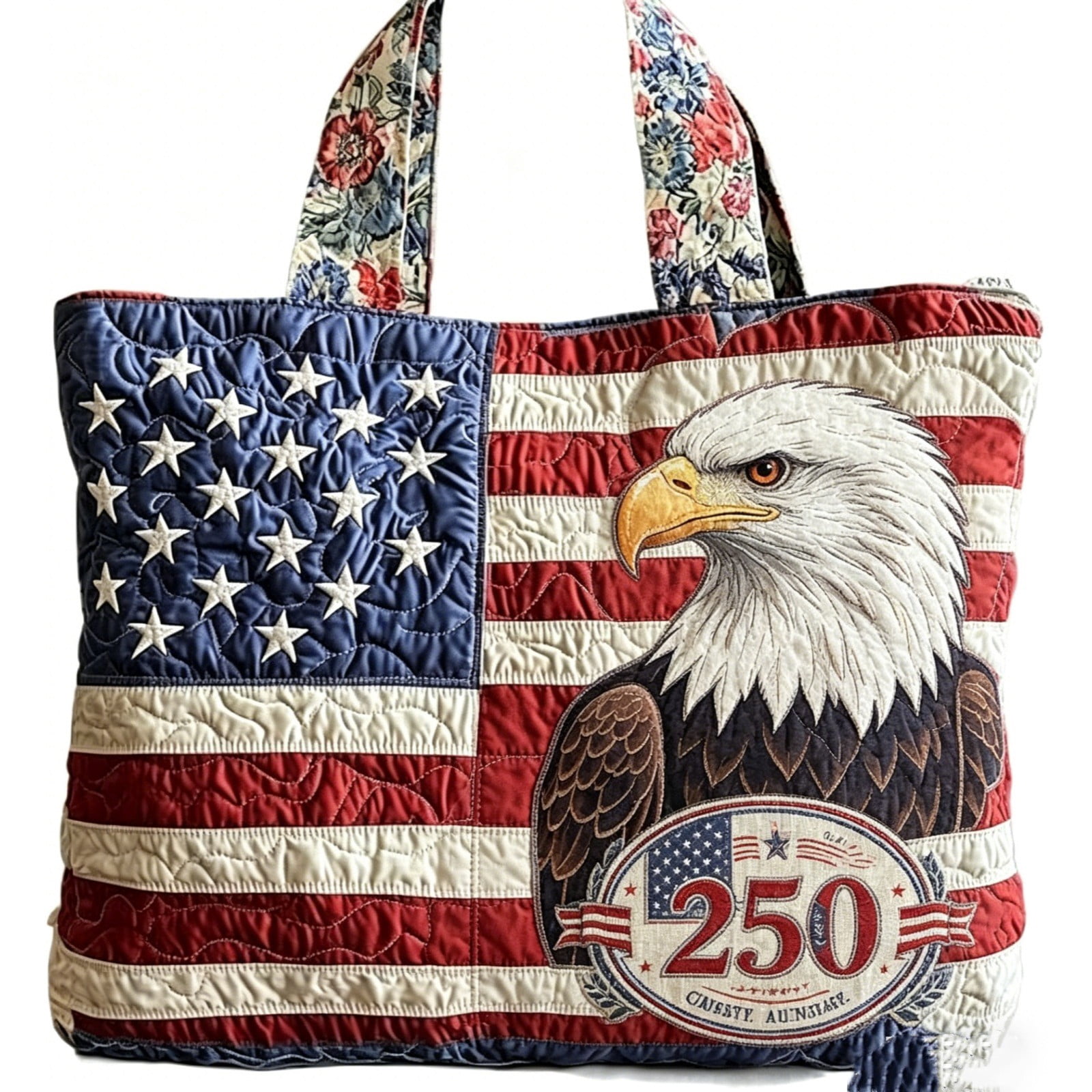 USA 250th Anniversary Quilted Tote Patriotic Shoulder Handbag For Daily ...