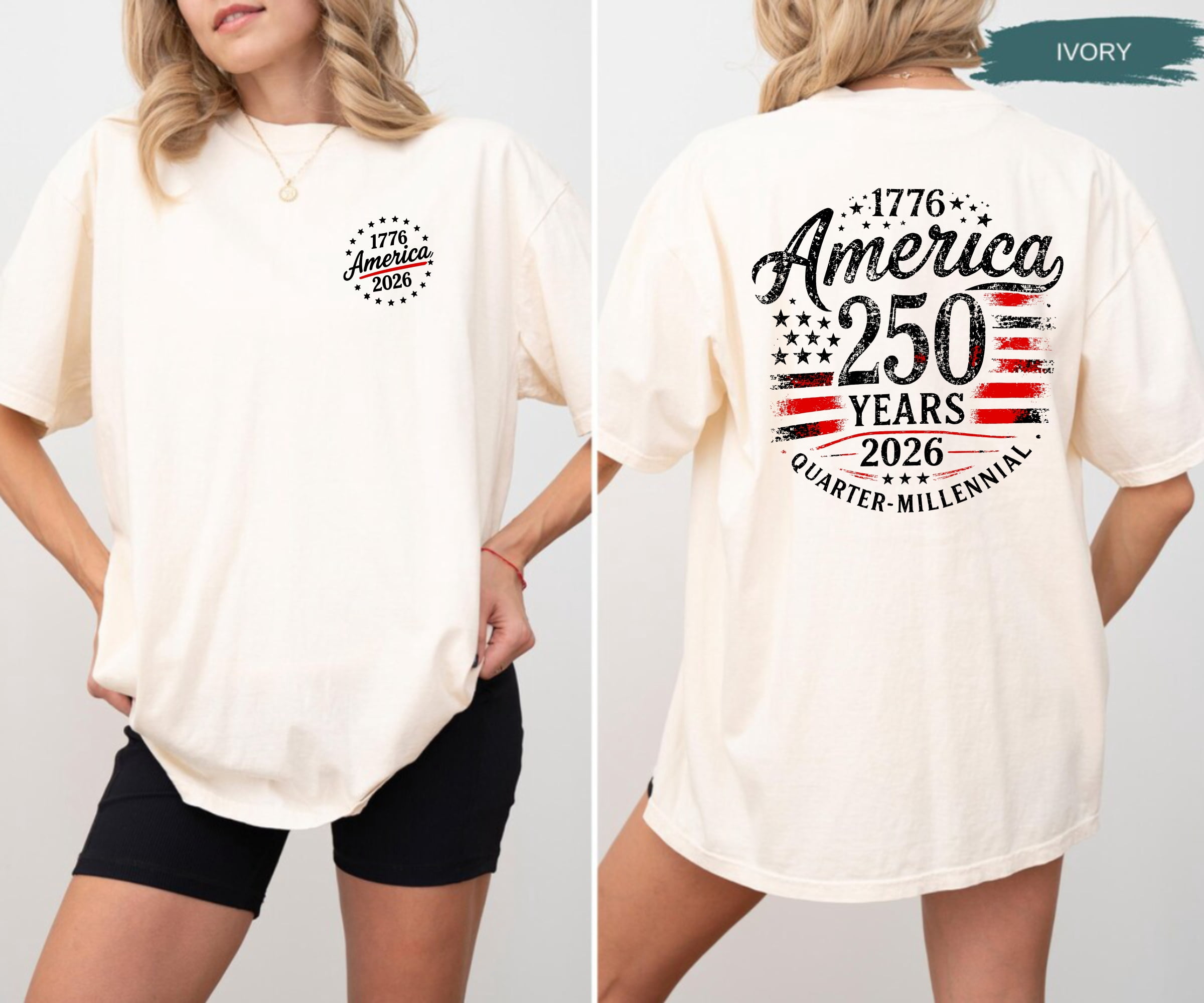 USA 250th Anniversary T-Shirt 1776-2026, Vintage Quarter-Millennial ...