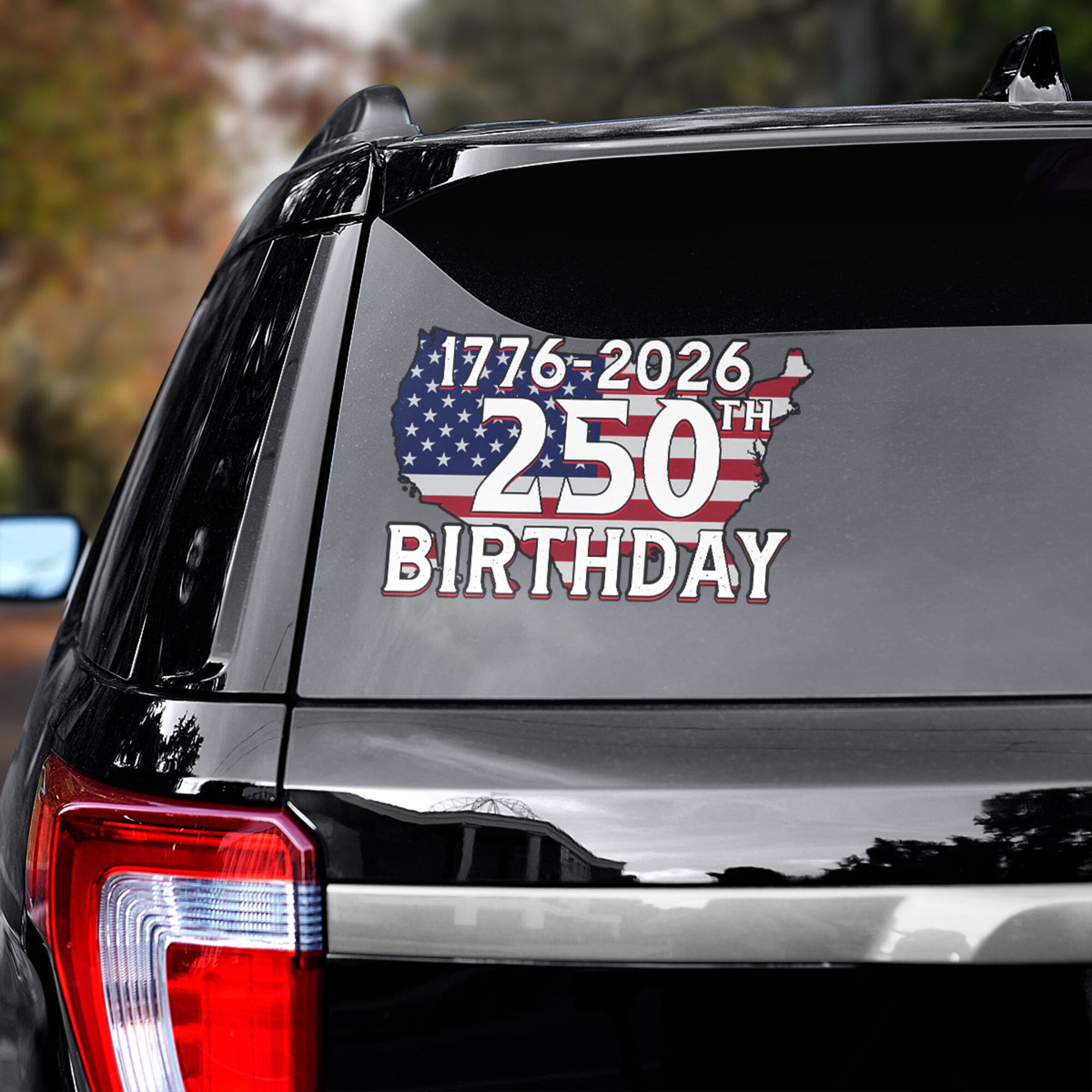 USA 250th Birthday 1776-2026 Vinyl Decal, Patriotic American Flag Map ...
