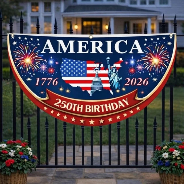 USA 250th Birthday Bunting flag, Patriotic Fan Flag 36x72in - Walmart.com