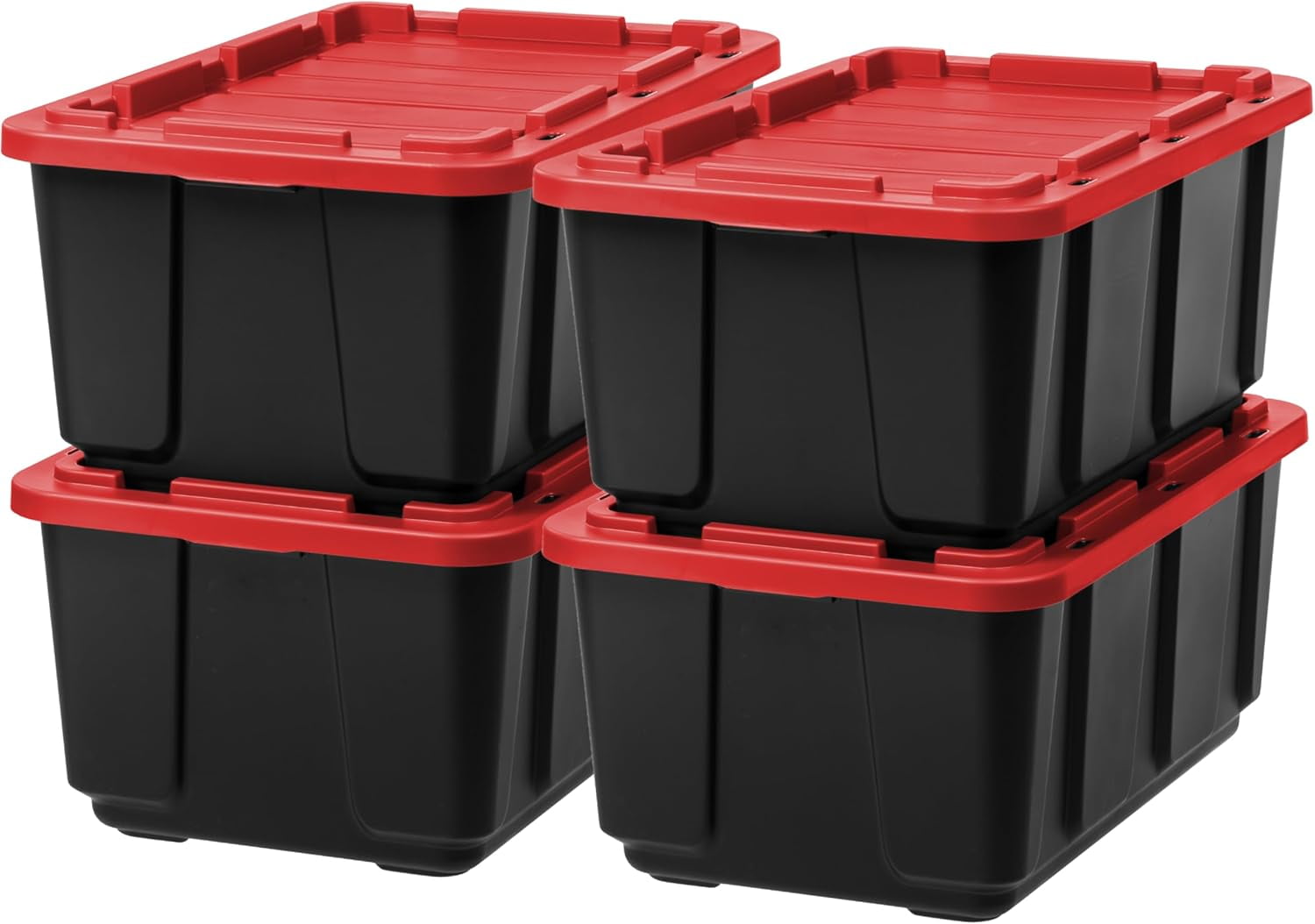 USA 27 Gallon Large Heavy Duty Storage Bins with Lids, 4 Pack - Made in ...