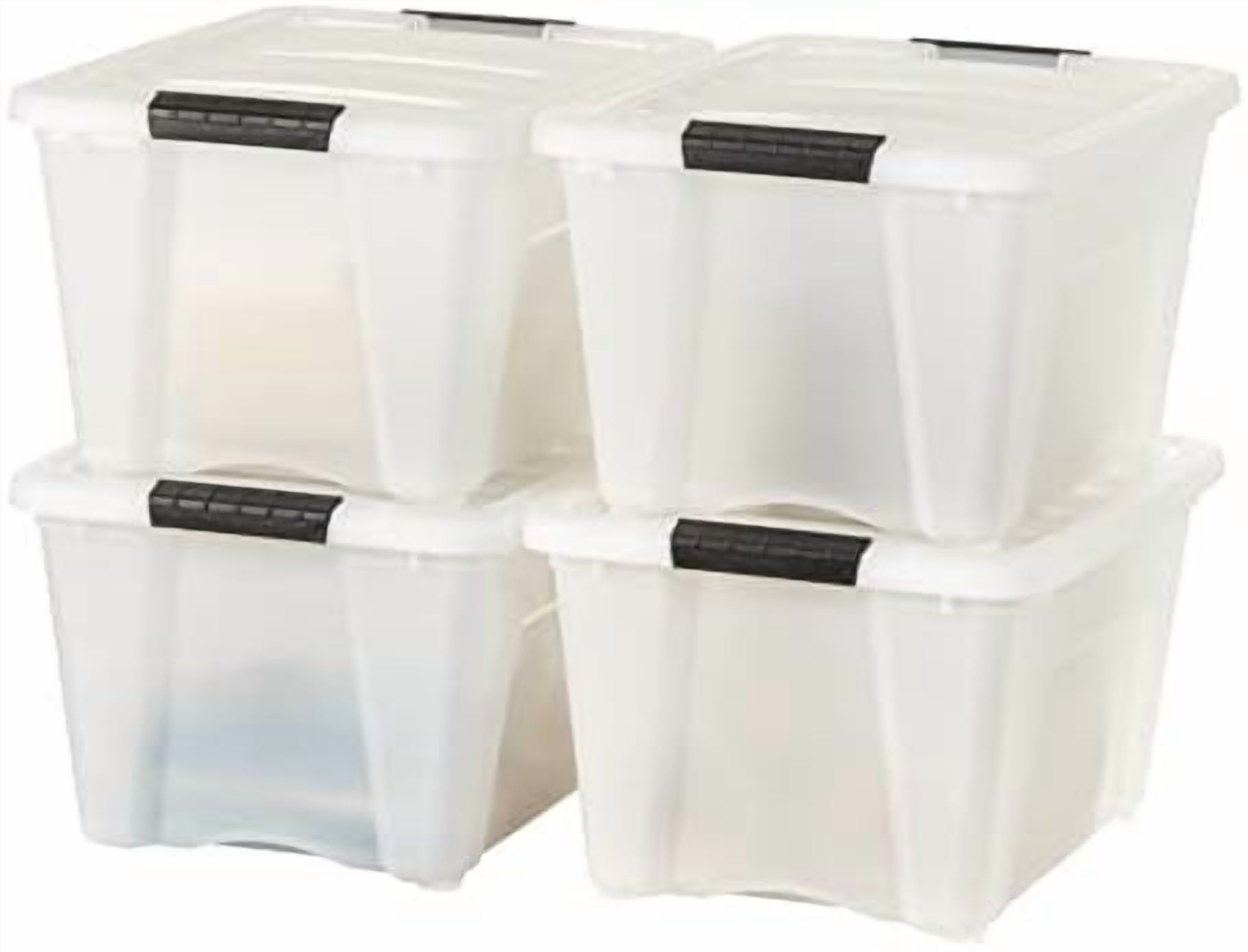USA 32 Qt Stackable Plastic Storage Bins with Lids, 4 Pack - BPA-Free ...