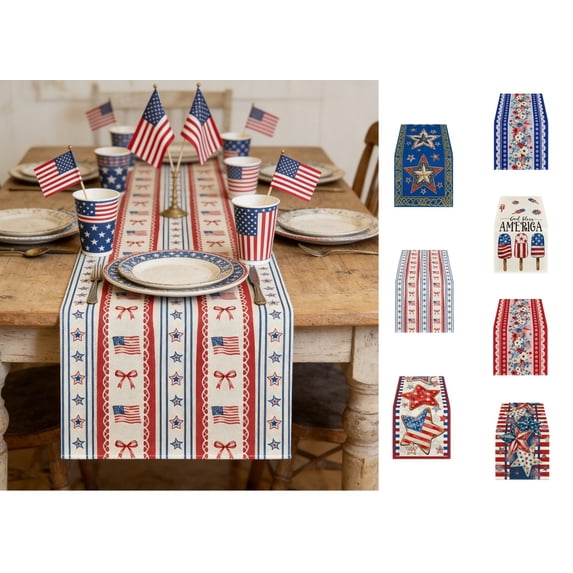 USA 4Th of July Patriotic Table Runner, 13x72 Inch America Red White ...