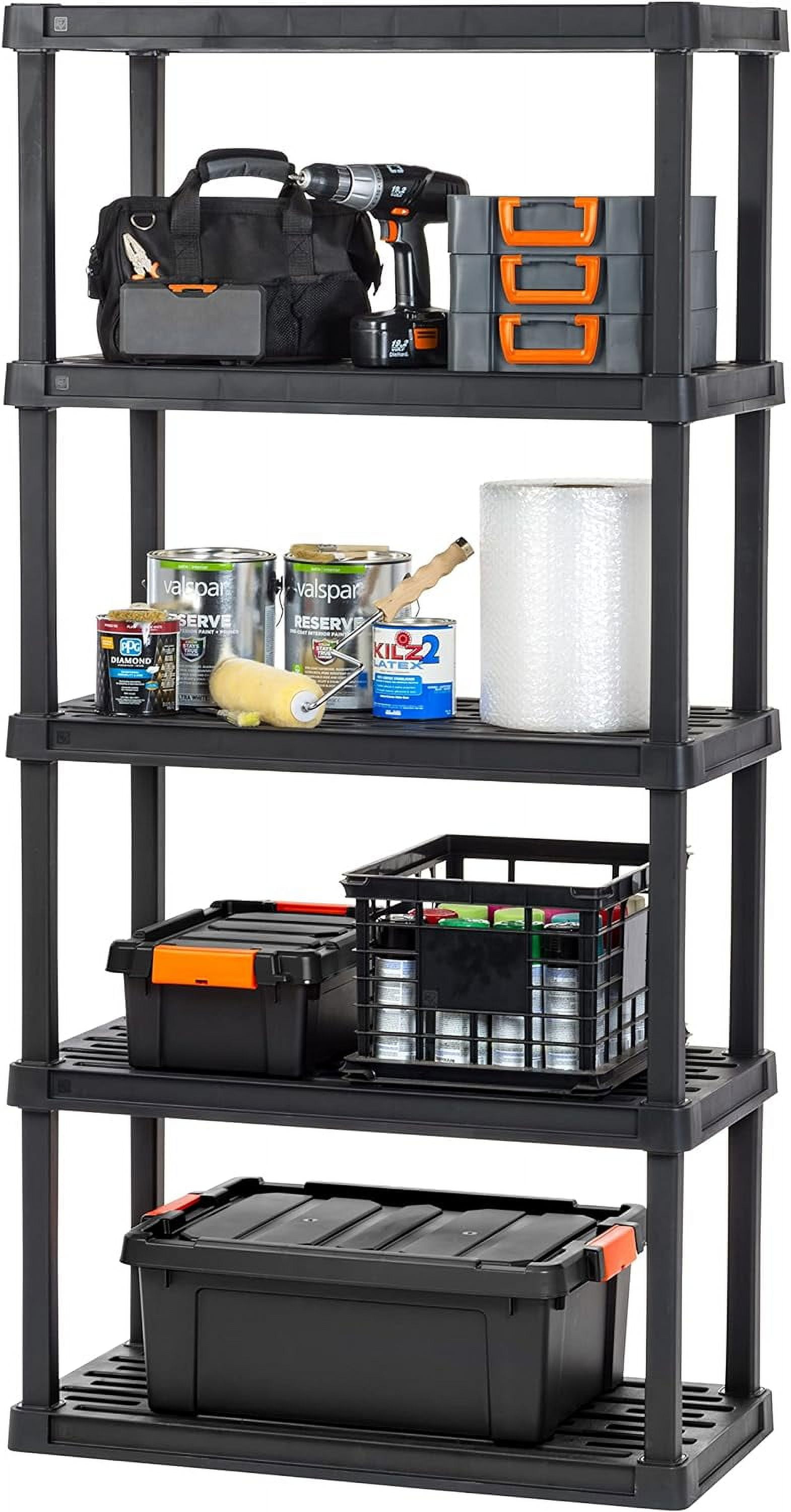 USA 5-Tier Heavy Duty Plastic Shelving Unit, 73" Tall - 100lbs per ...