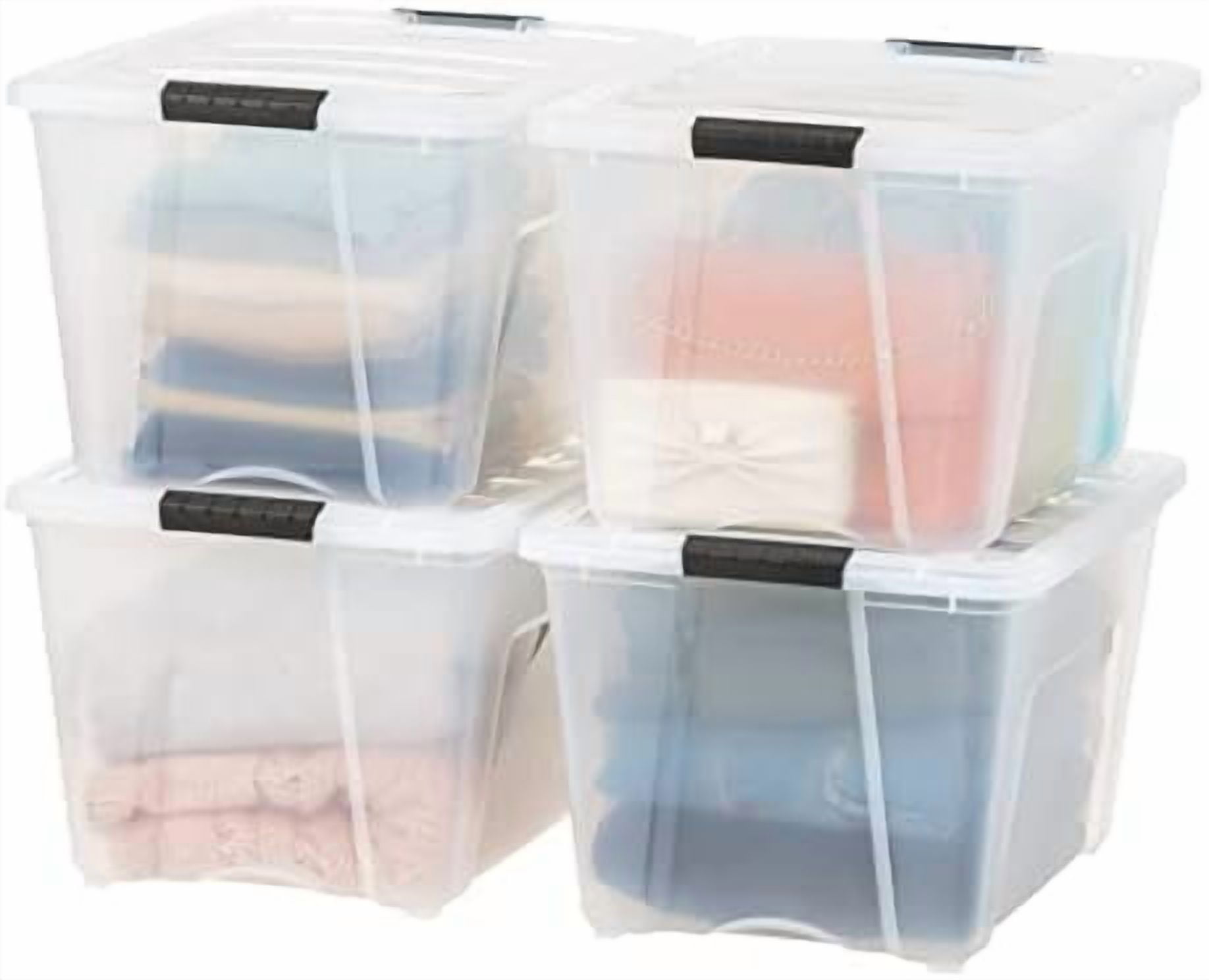 USA 54 Qt Stackable Plastic Storage Bins with Lids, 4 Pack - BPA-Free ...