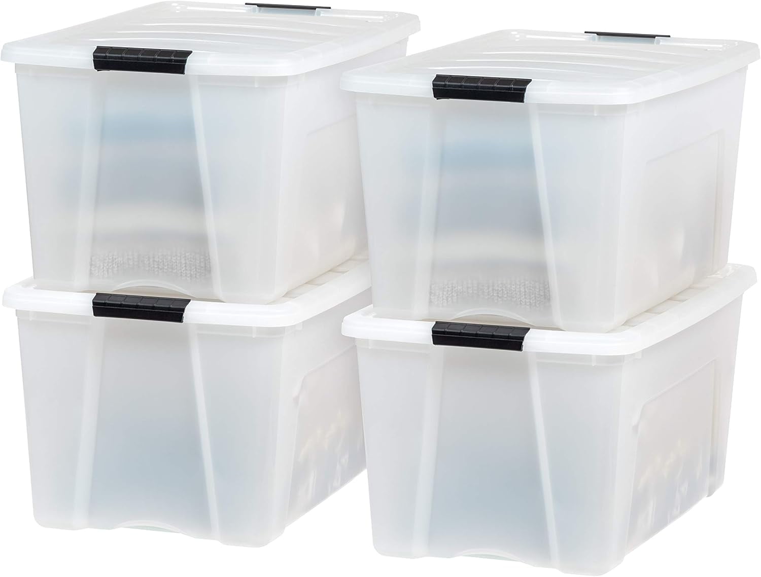 USA 72 Qt Stackable Plastic Storage Bins with Lids, 4 Pack - BPA-Free ...