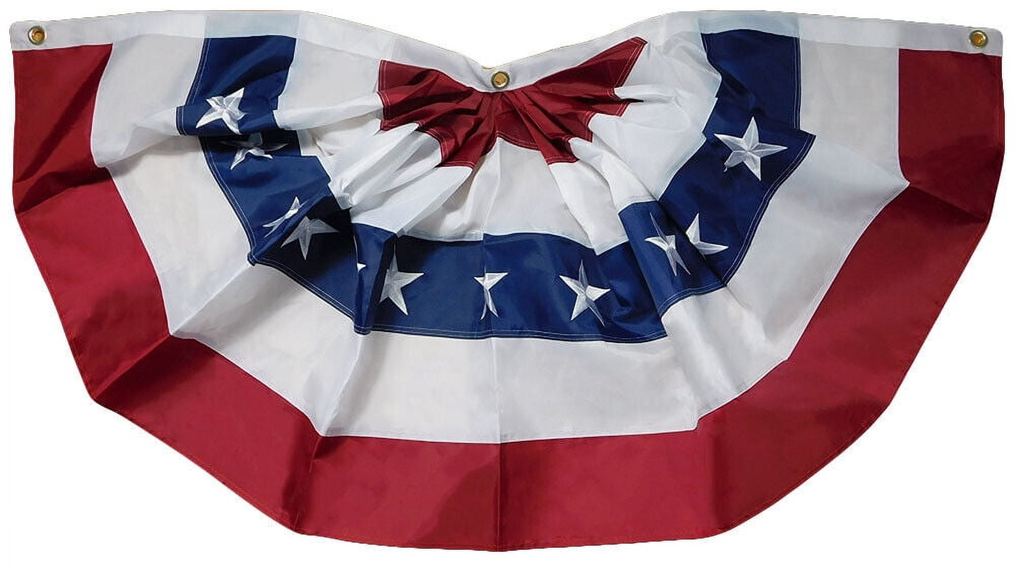 USA American 1.5x3 18x36 Nylon Embroidered 200D Pleated Fan Flag Banner ...