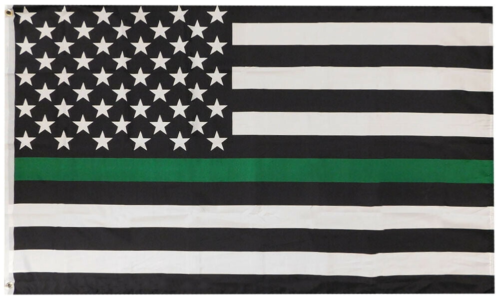 USA American 50 Star Thin Green Line 100D Woven Poly Nylon 3x5 3'x5 ...