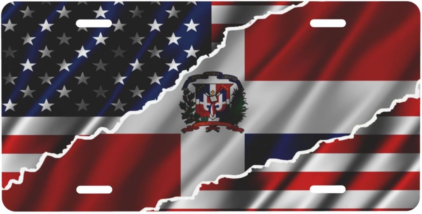 USA American and Dominican Republic Friendship Flag License Plate for ...