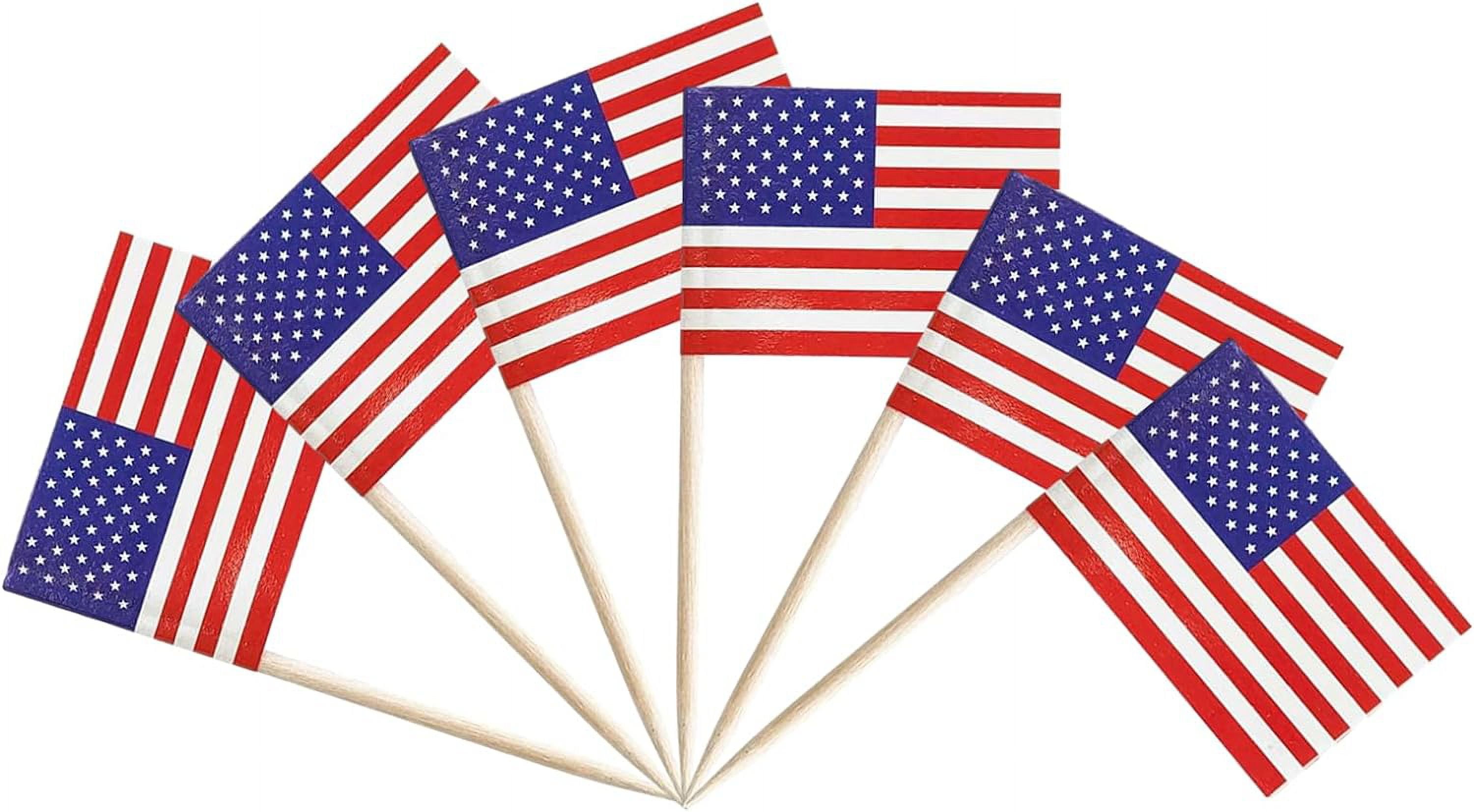 USA Flag American Small Toothpick Mini Stick Flags Decorations (100 pcs ...