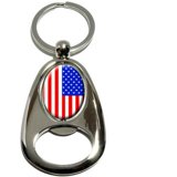 USA American Flag, Chrome Plated Metal Spinning Oval Design Bottle ...