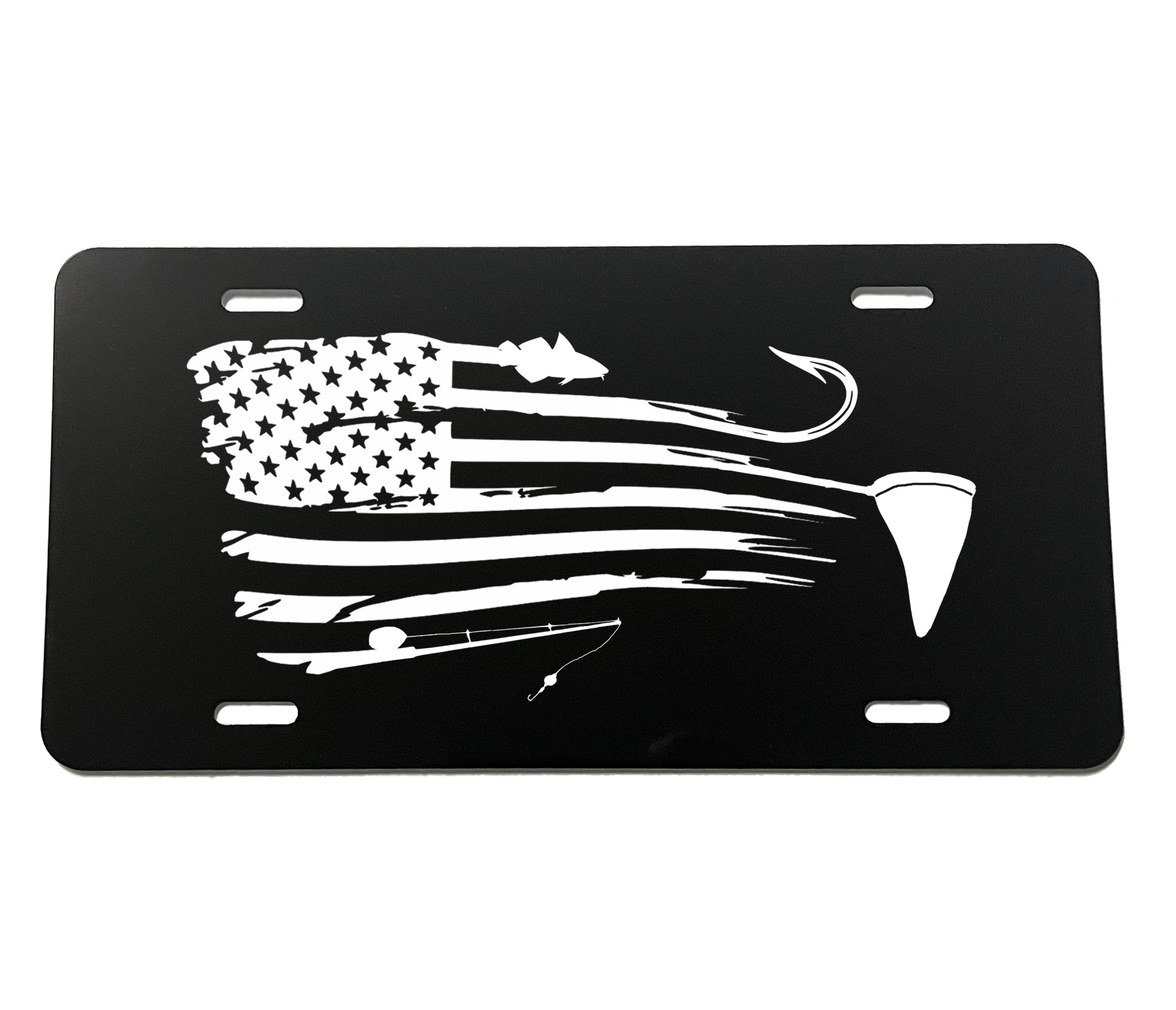 USA American Flag Distressed Fish Fishing License Plate - Walmart.com