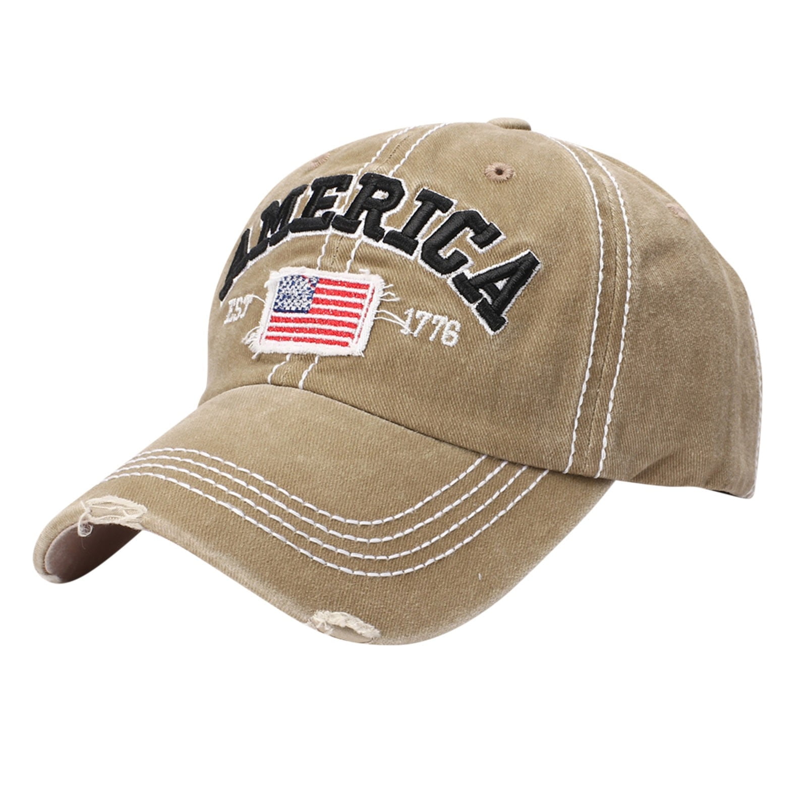 USA American Flag Embroidered Hat, Adjustable Washed Distressed ...