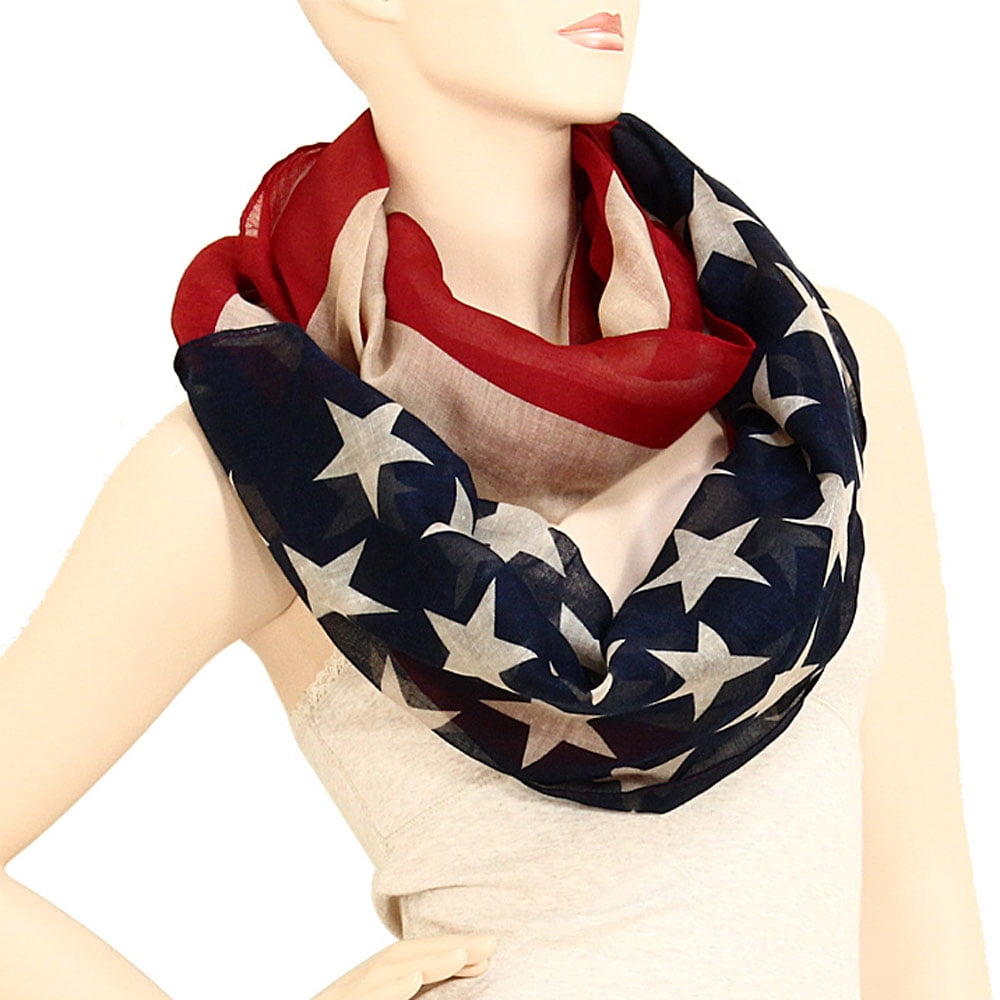 USA American Flag Infinity Scarf Lightweight Navy Red Tan - Walmart.com