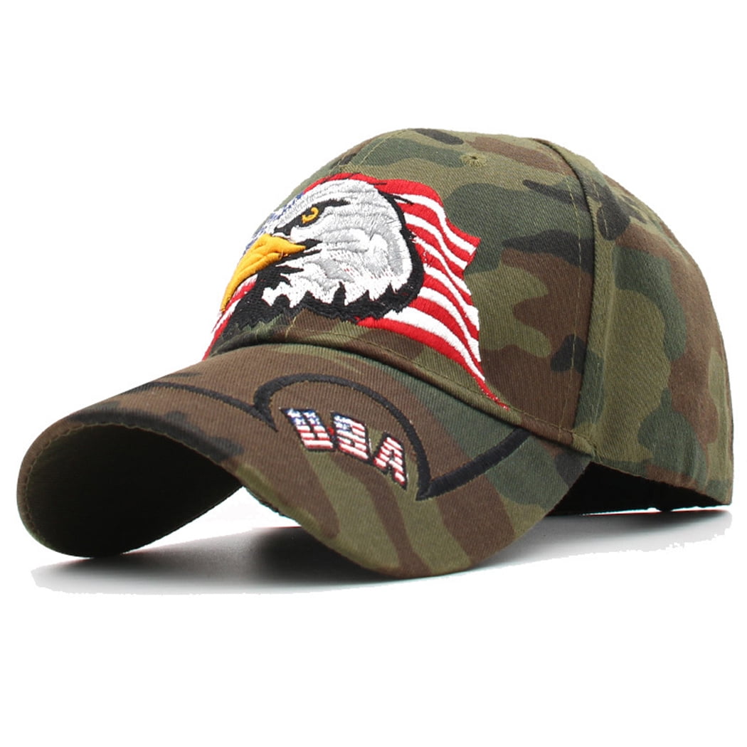 USA American Flag Patriotic Eagle Hawk Embossed Adjustable Baseball ...