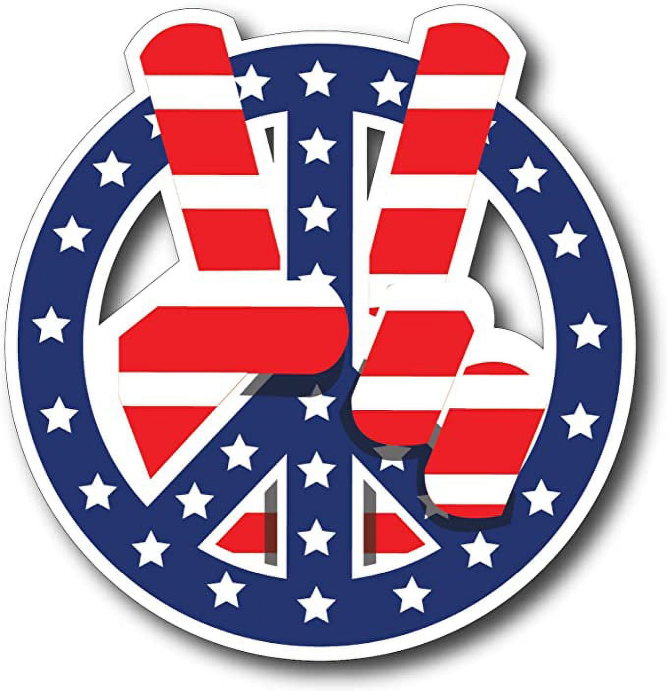 USA American Flag Peace Sign Vinyl Decal Sticker 1960's Version Vintage ...