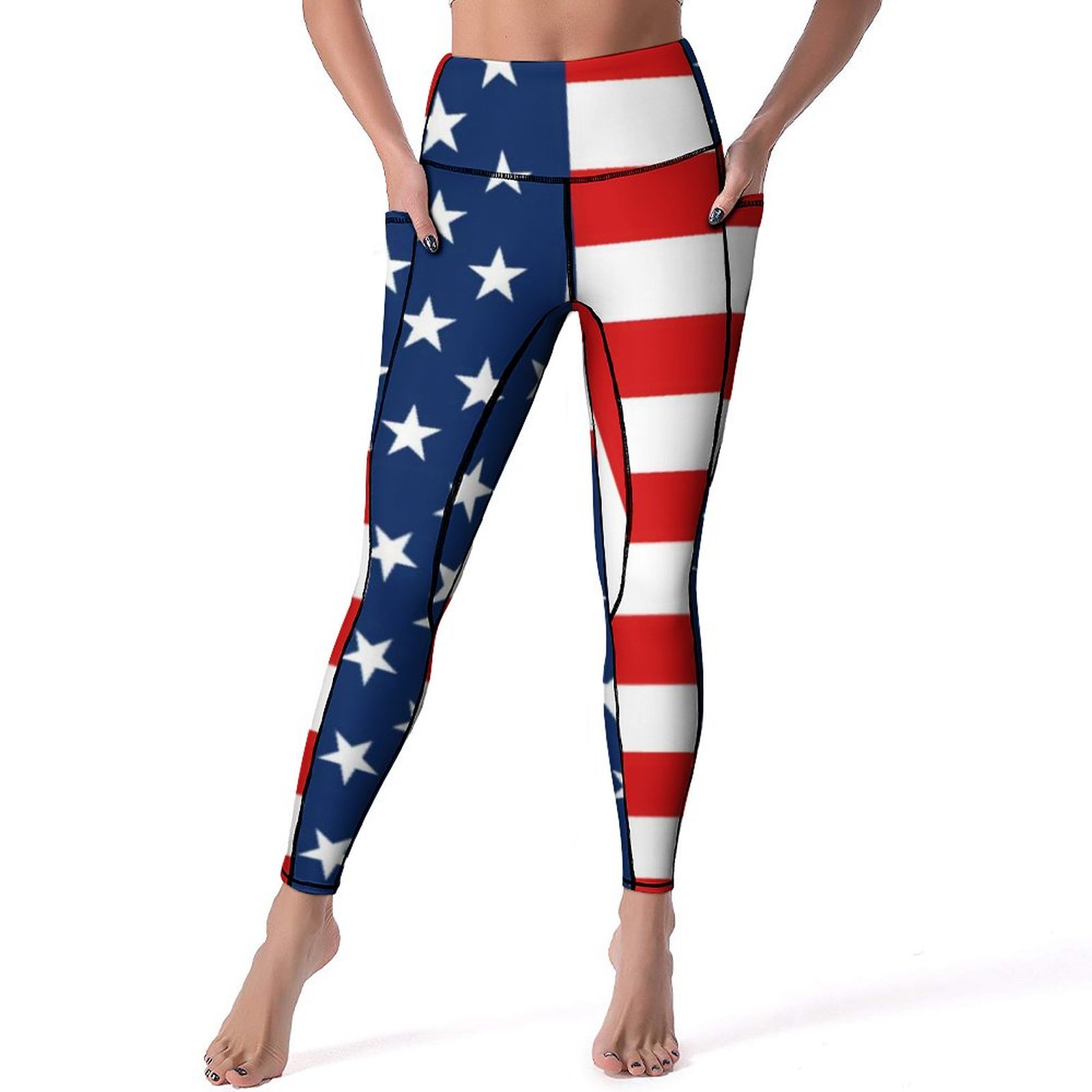 USA American Flag Quality Leggings Patriotic Modern Stars Stripes High ...