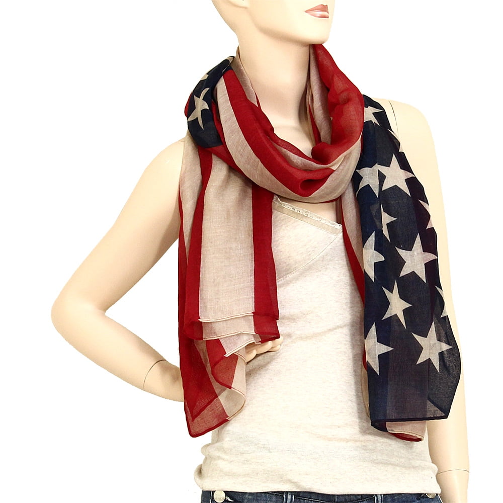 USA American Flag Scarf Beach Wrap Soft Lightweight 72" X 36" Navy Red ...