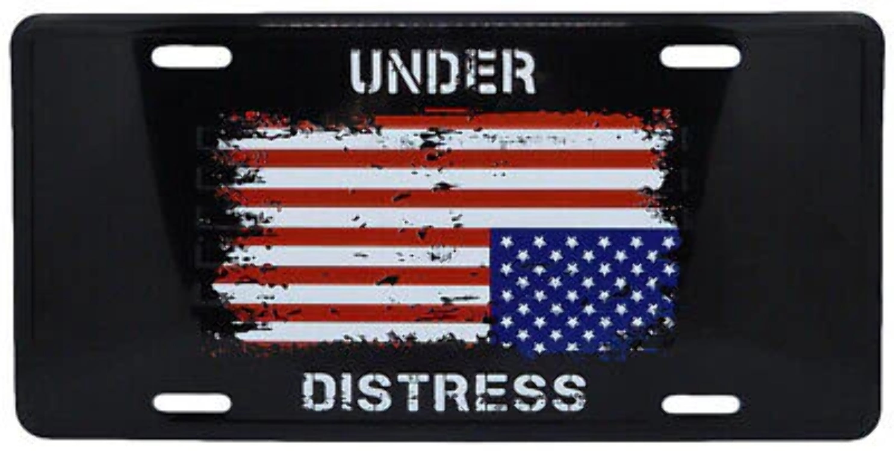 USA American Flag Under Distress Black Aluminum 6"x12" License Plate ...