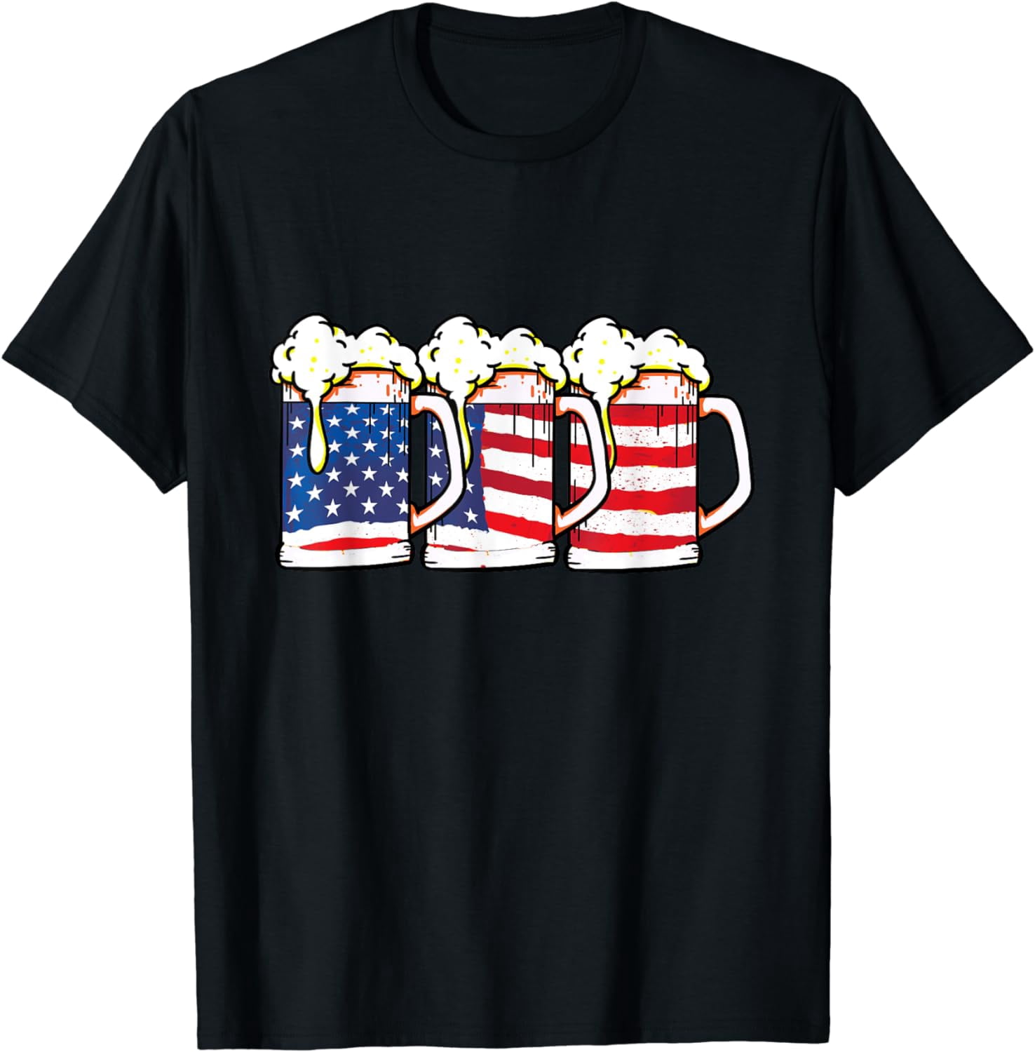 USA American Flag Vintage Beer Brewery 4th of July Drinking T-Shirt ...