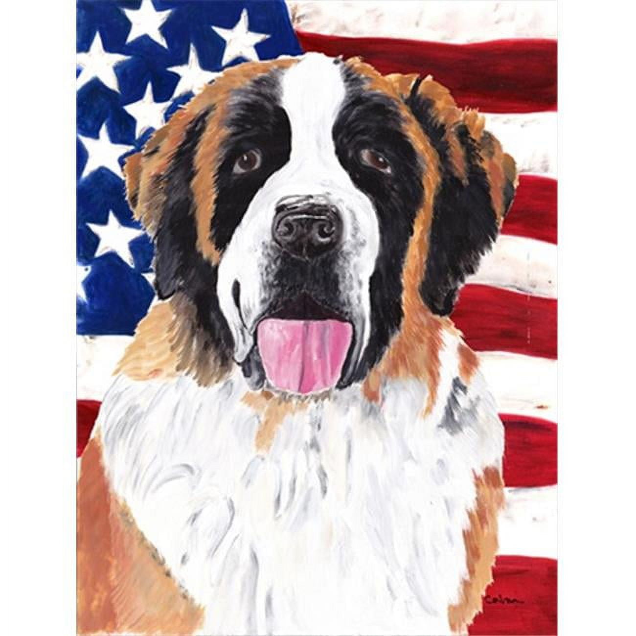 USA American Flag With Saint Bernard Flag Canvas House Size - Walmart.com