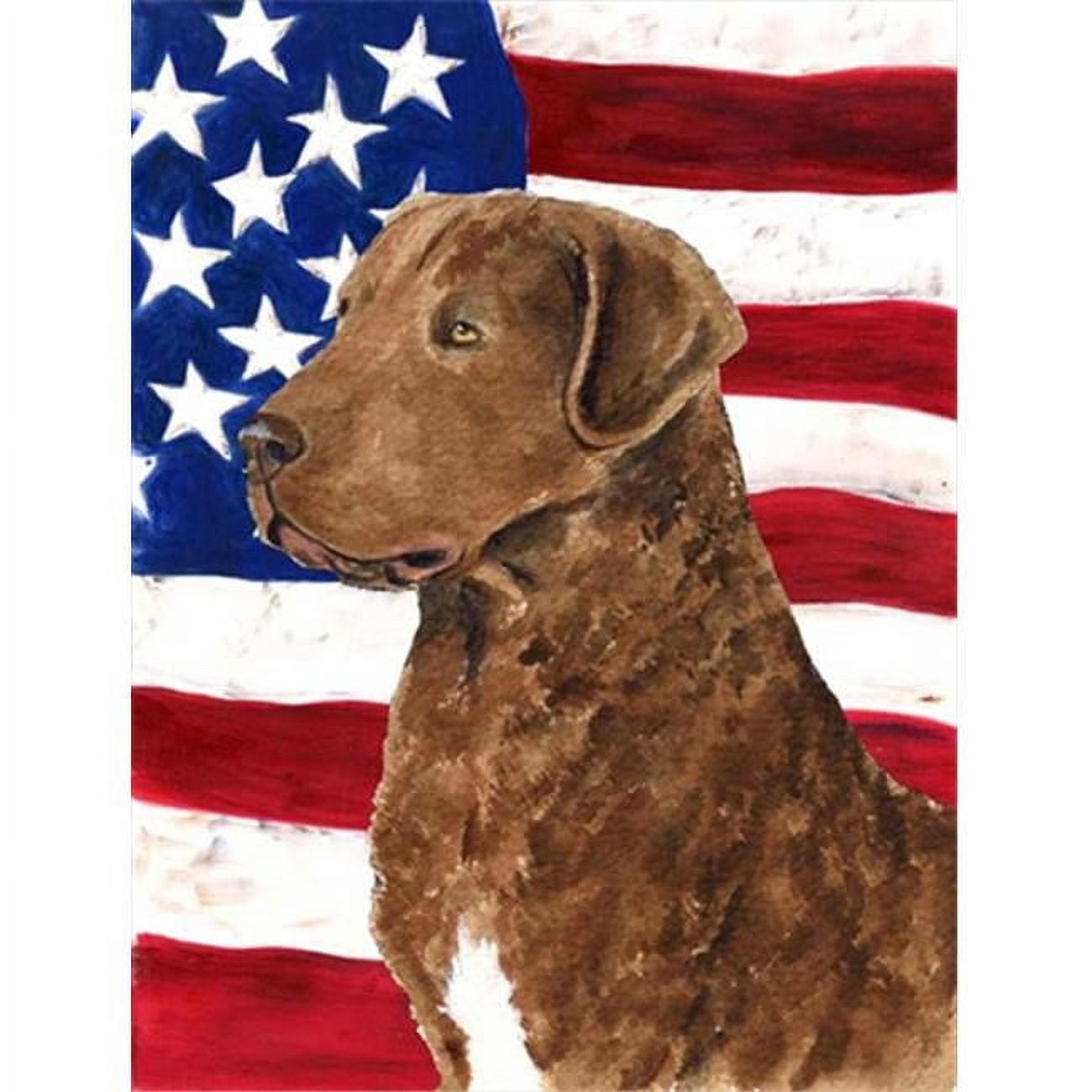 USA American Flag with Curly Coated Retriever Garden Size Flag ...