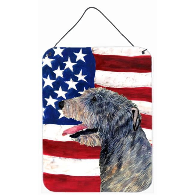 USA American Flag with Irish Wolfhound Aluminium Metal Wall Or Door ...