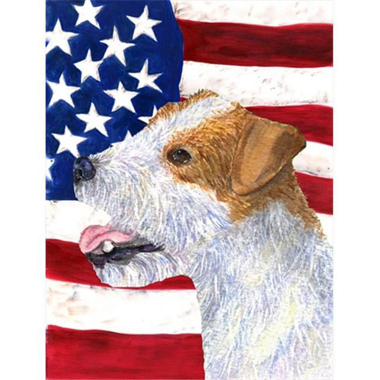 USA American Flag with Jack Russell Terrier House Size Canvas Flag ...