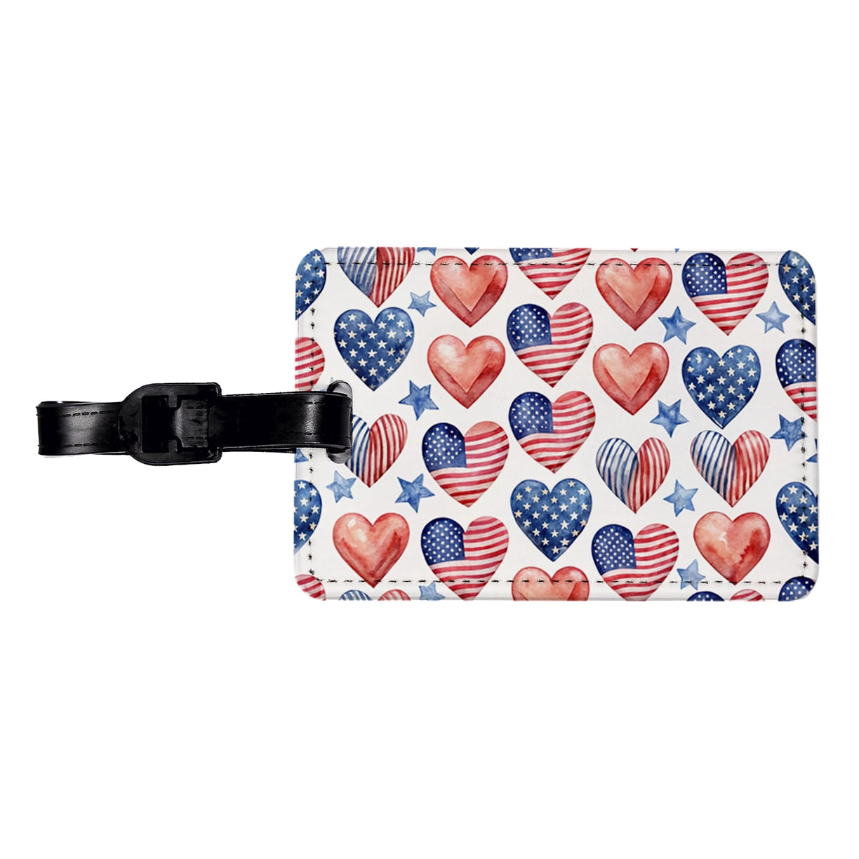 USA American Flags Hearts 4th of July Patriotic Watercolor Faux Leather ...