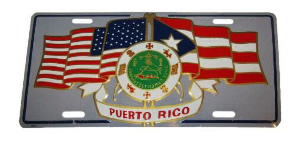 USA American Puerto Rico Rican Crest Flags 6"x12" Aluminum License ...