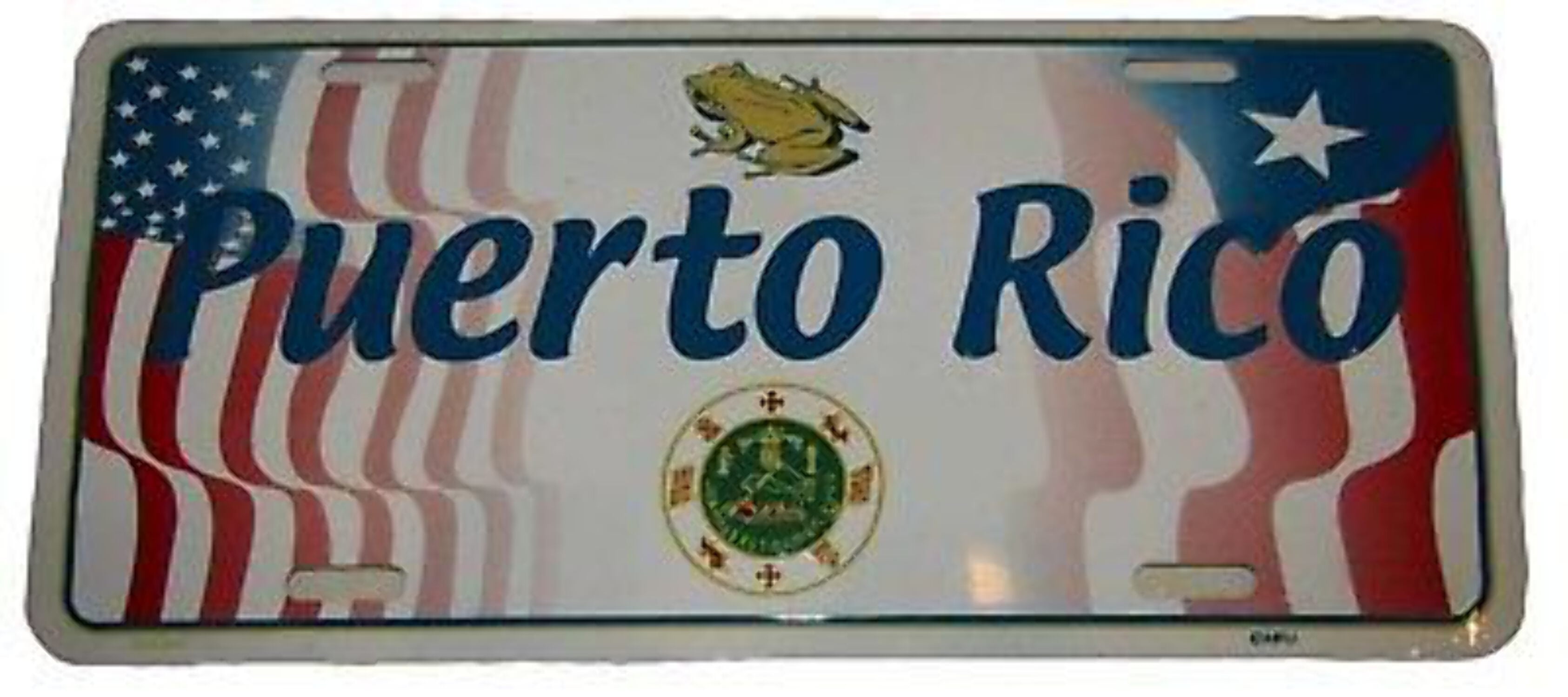USA American Puerto Rico Rican Frog Seal Shadow Flags 6"x12" License ...