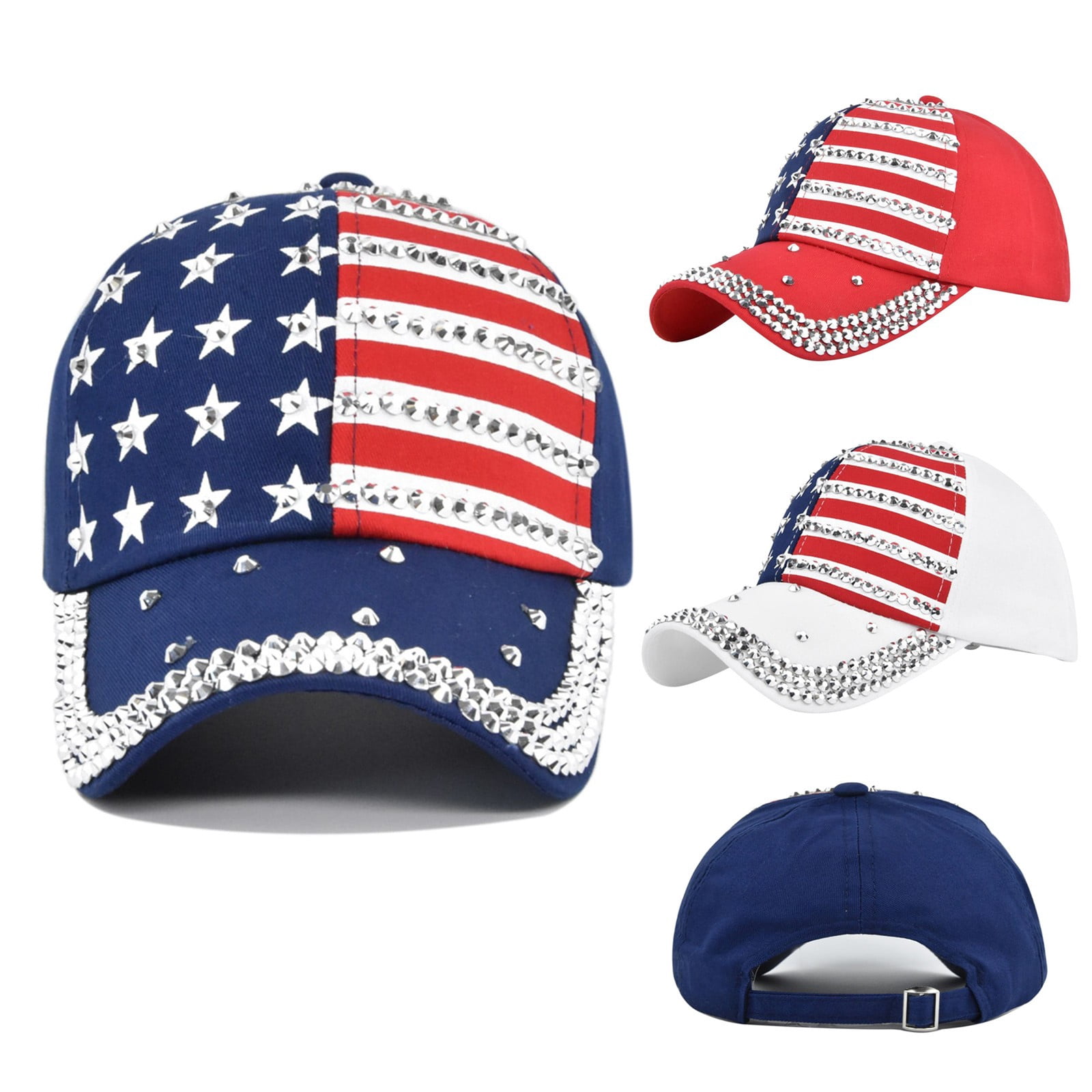 USA Bling Baseball Cap Sparkle American Flag Hat Men Women Hip Hop Caps ...